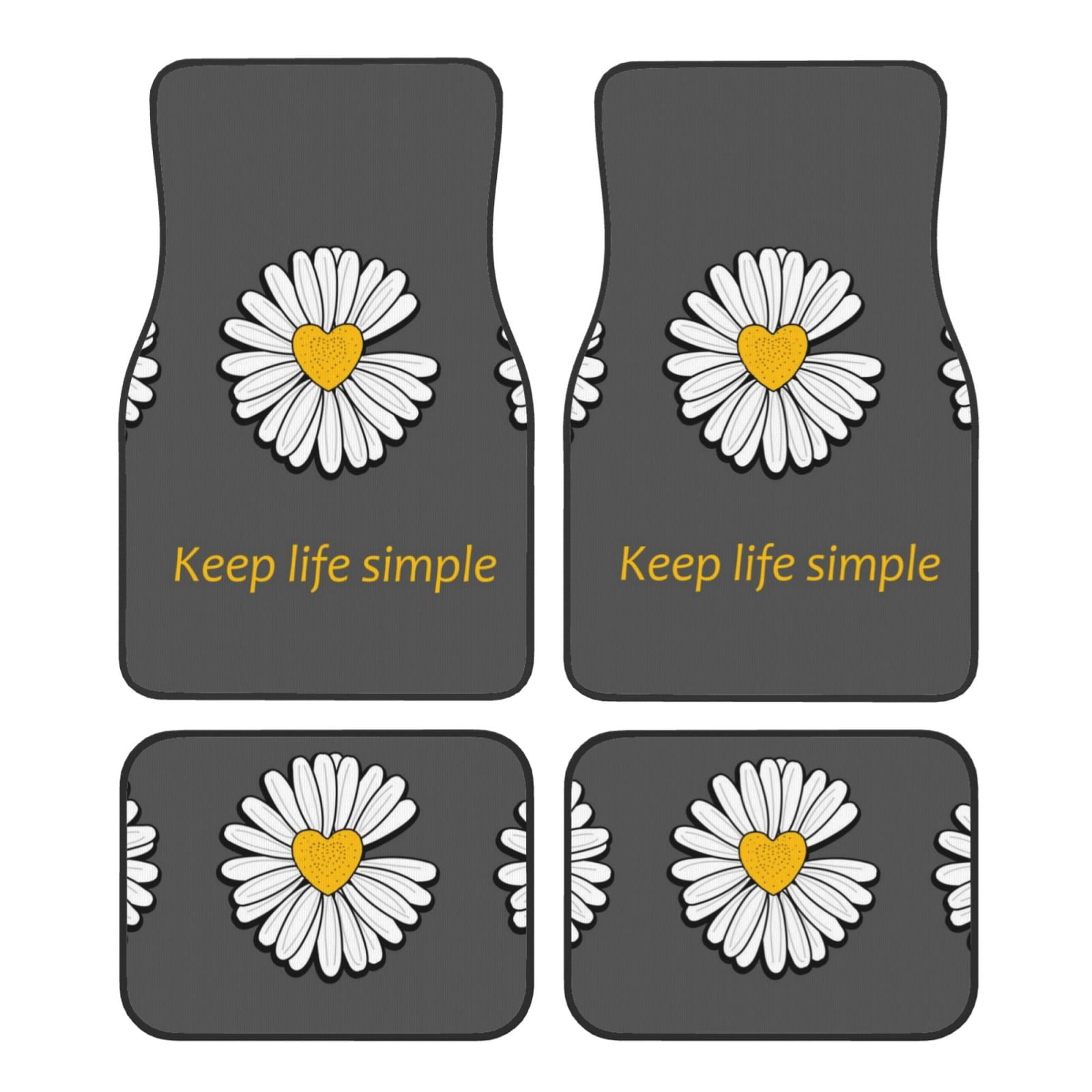 Vsdgher Keep Life Simple Daisy Flower Car Foot Mat Set of 4 Pieces ...
