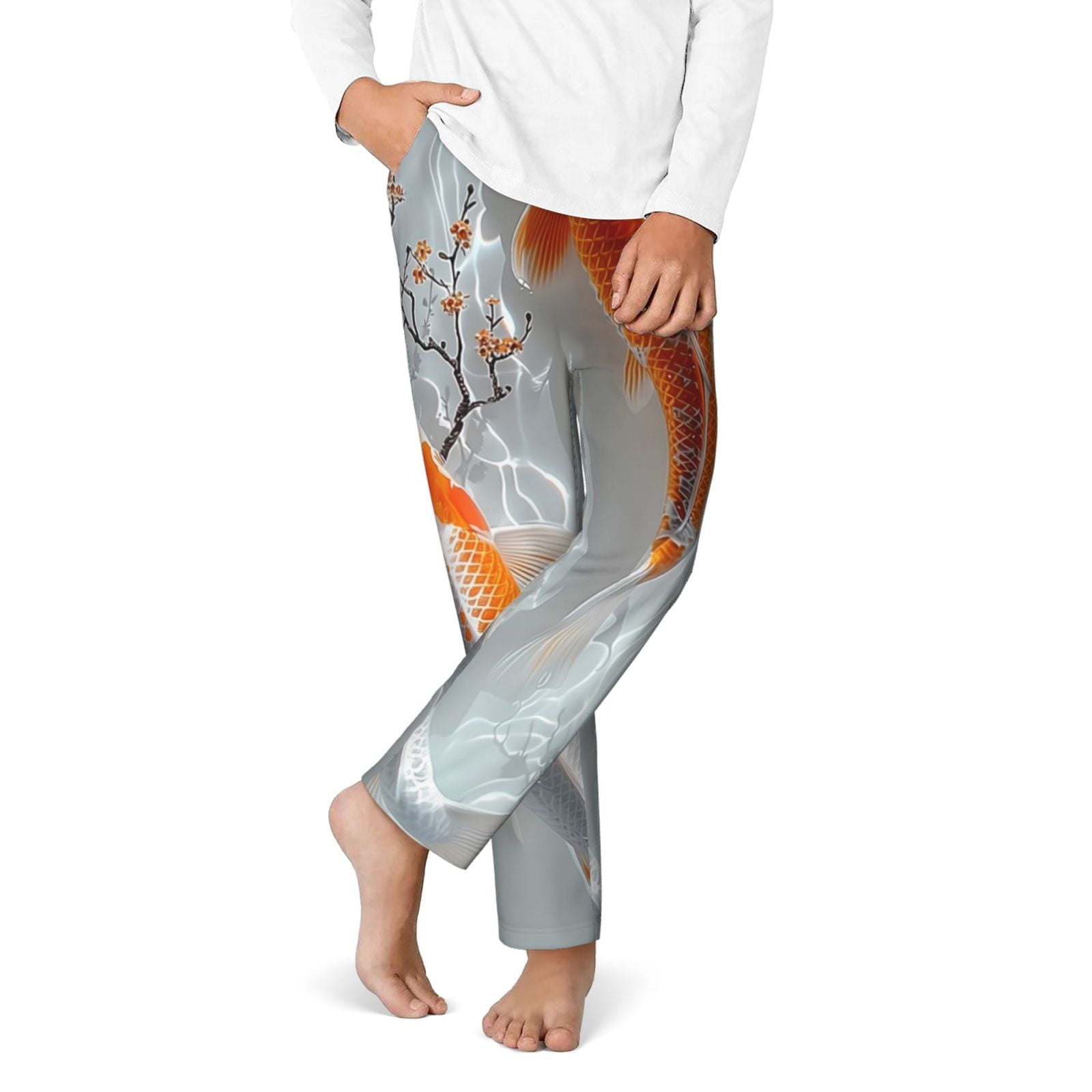 Vsdgher Koi Fish Water Print Kids Pajama Pants,Long Sleep Plaid Pants ...