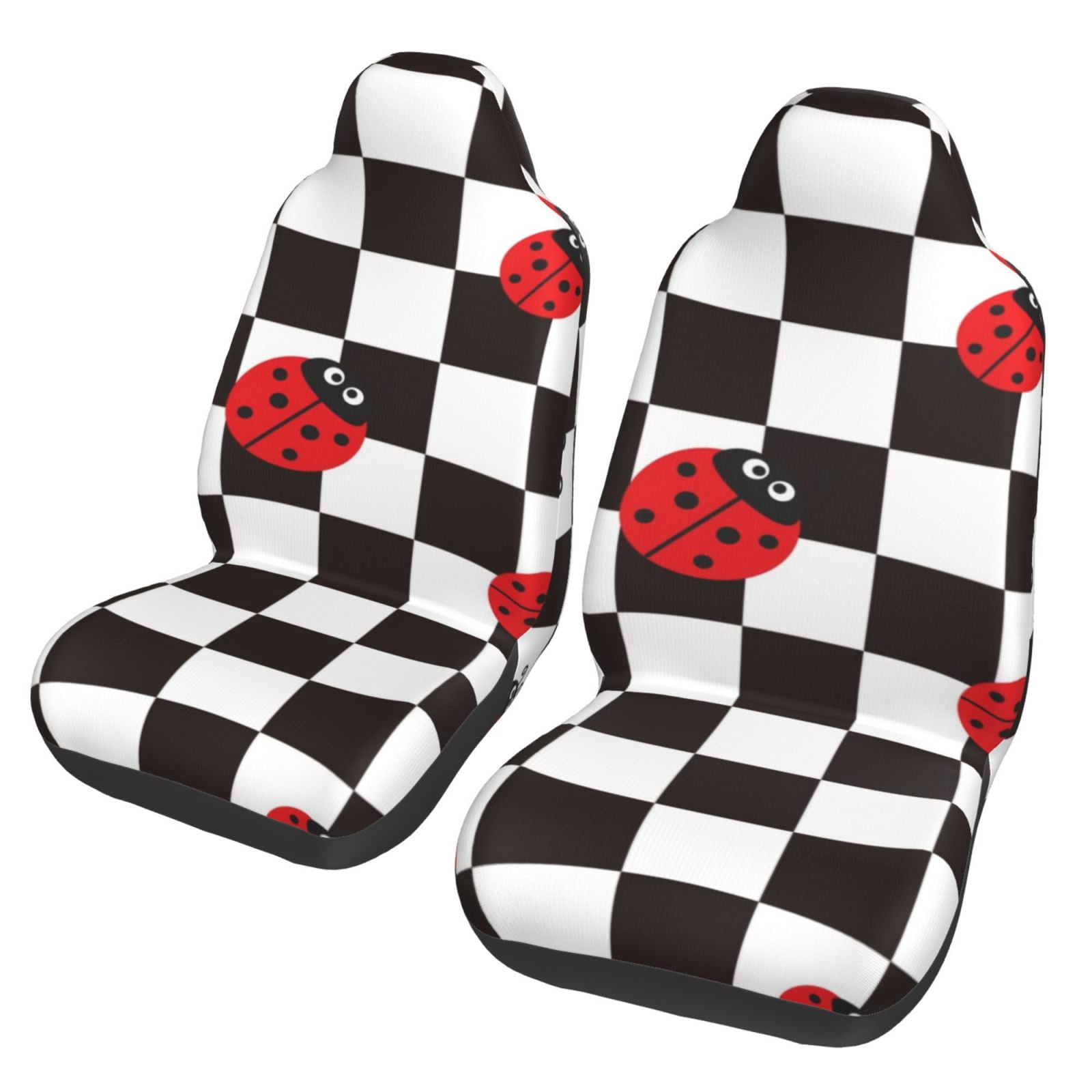 Vsdgher Ladybugs Of Black And White Checkers Automotive Seat Covers for ...