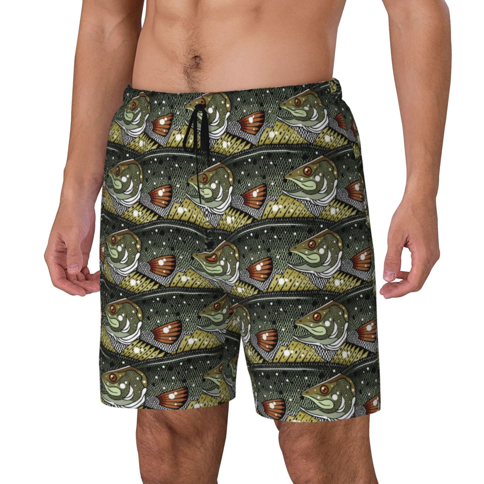 Vsdgher Largemouth Bass Fish for Mens Swim Trunks with Compression ...