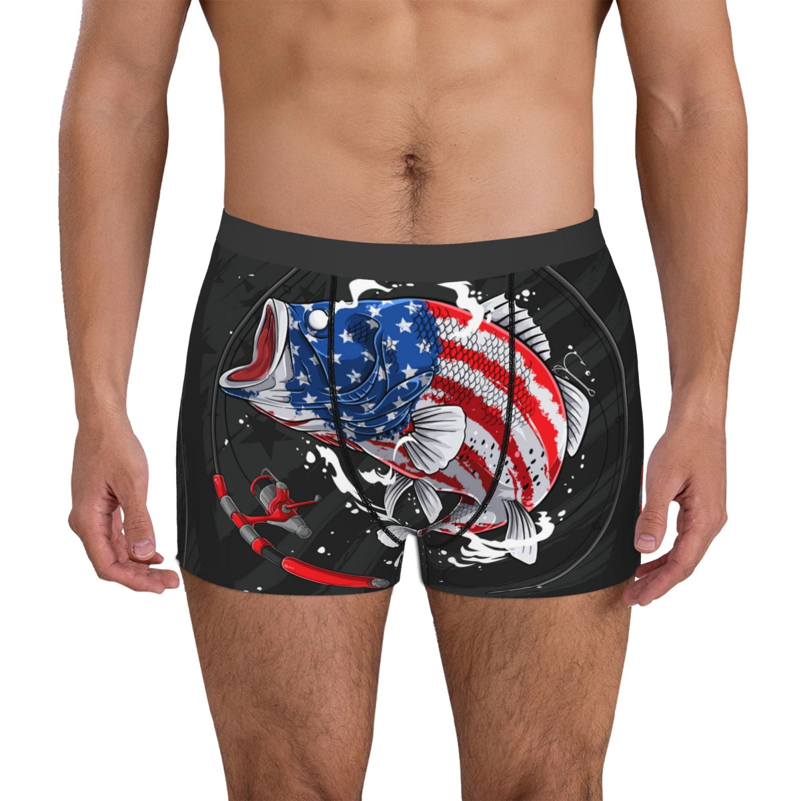 Vsdgher Largemouth Bass Fish in USA Pattern Men's Boxer Brief Underwear ...