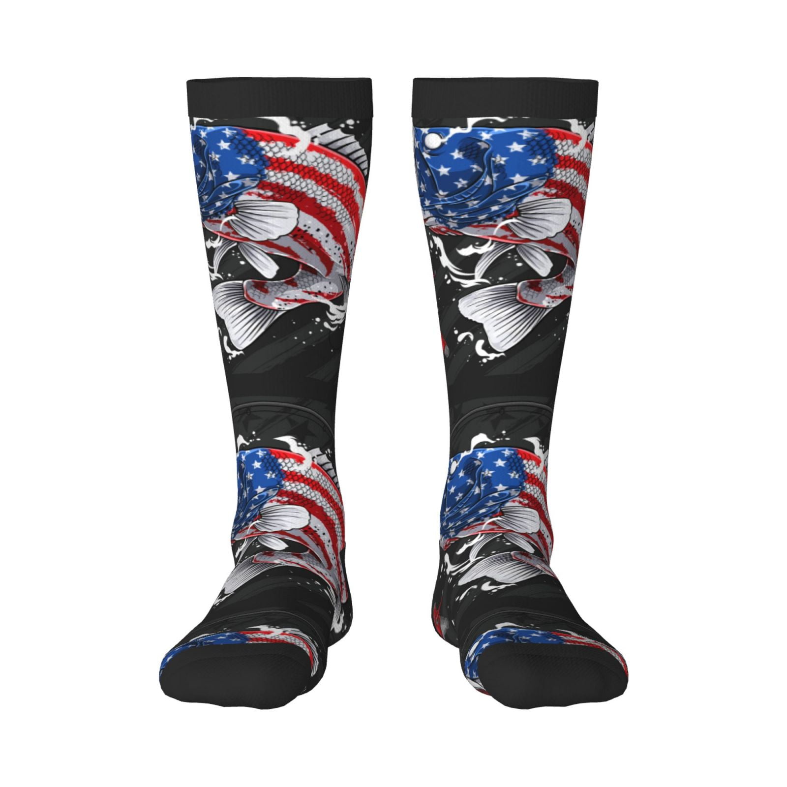 Vsdgher Largemouth Bass Fish in USA Print Thigh High Socks Extra Long ...