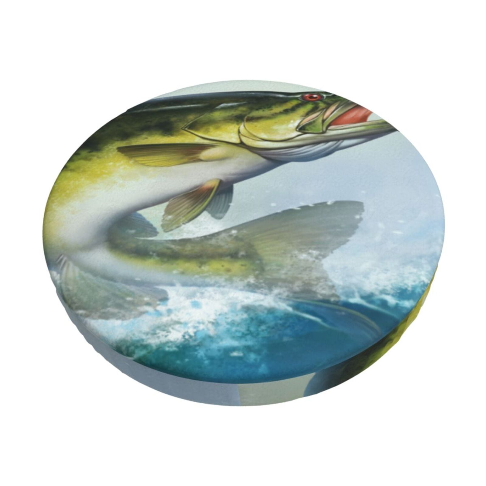Vsdgher Largemouth Bass jumps out of water Round Bar Stool Cushion ...