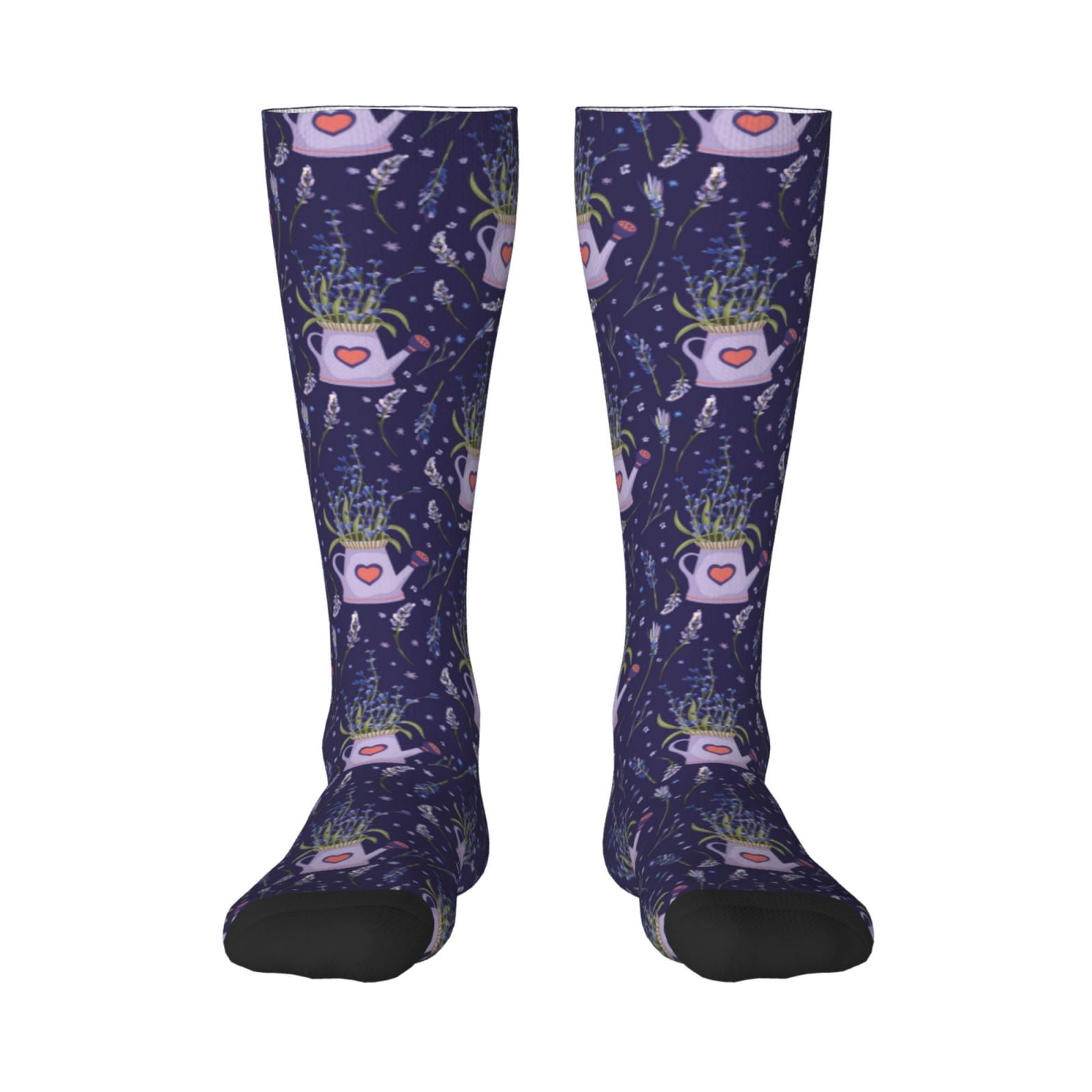 Vsdgher Lavender Flowers Print Thigh High Socks Extra Long Stretchy ...