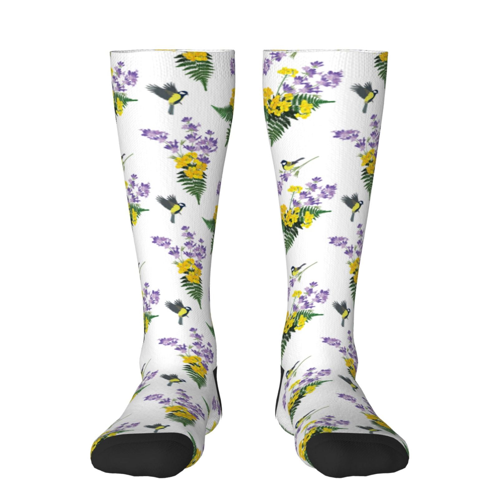 Vsdgher Lavender Flowers Print Thigh High Socks Extra Long Stretchy ...
