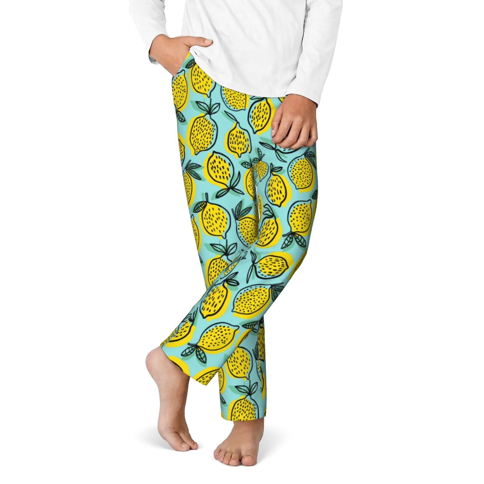 Vsdgher Lemon1 Print Kids Pajama Pants,Long Sleep Plaid Pants Soft ...
