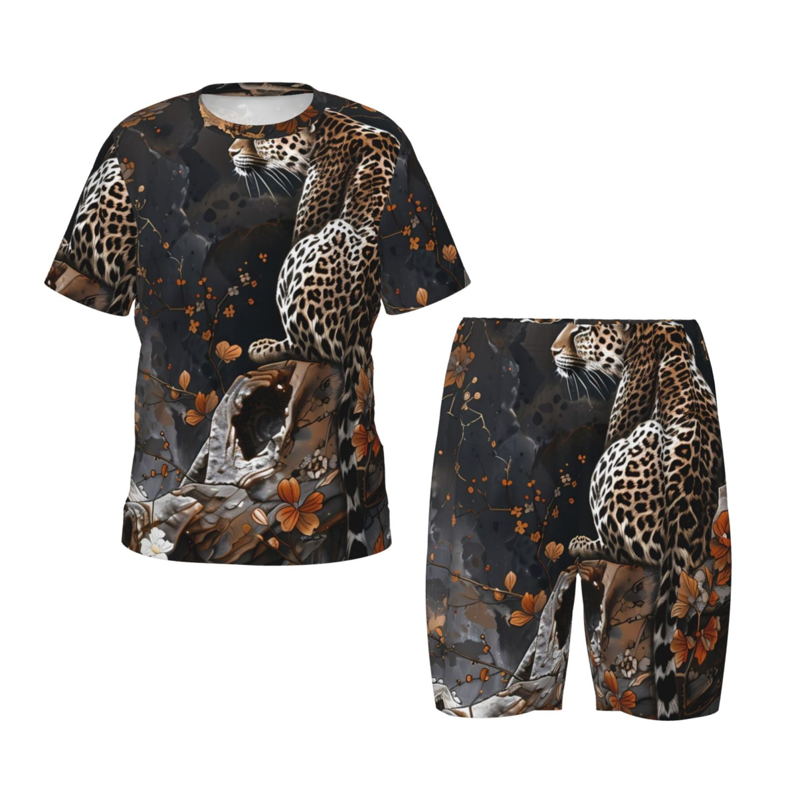 Vsdgher Leopard On Tree Branch for Kids Short Sleeve Pajamas Kids ...