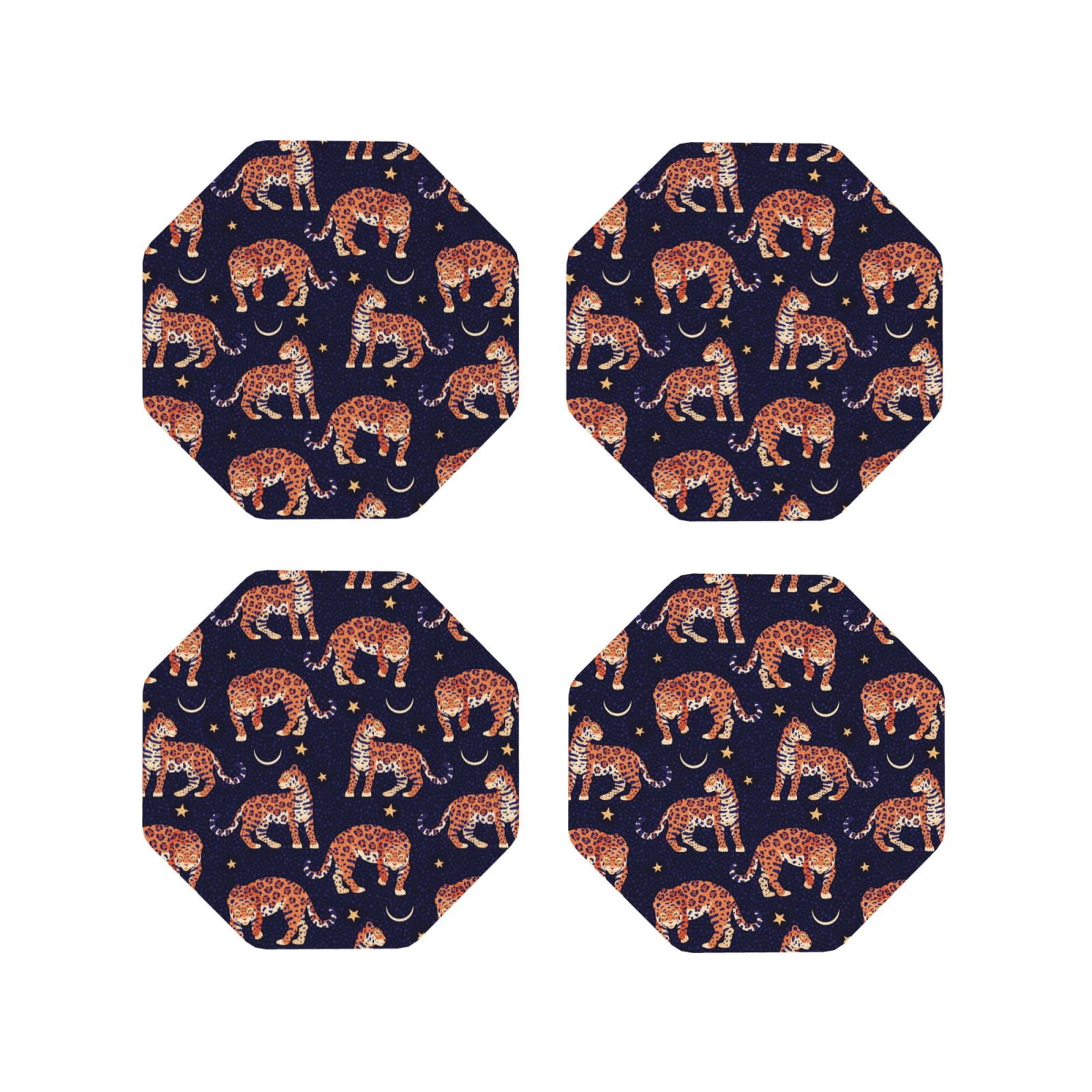 Vsdgher Leopard Print Leather Coasters for Drinks, Durable Drink ...