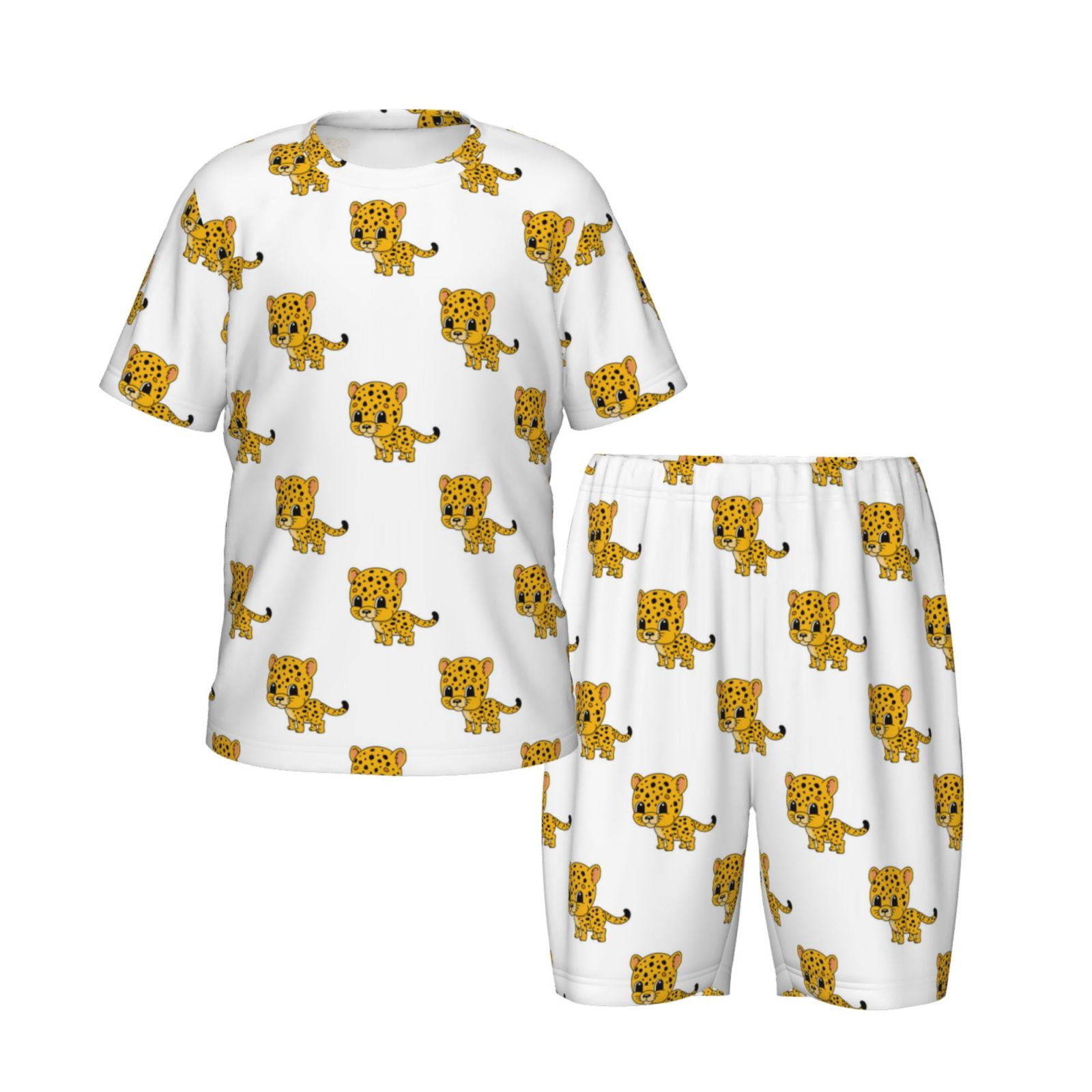 Vsdgher Leopard Print Print girls Short Sleeve Top and Shorts Snug ...