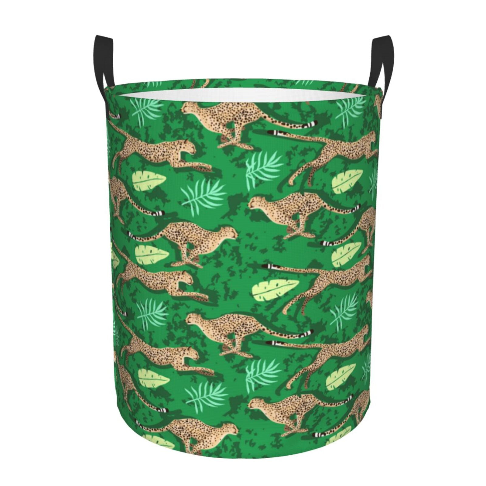 Vsdgher Leopard Print Waterproof Round Collapsible Large Laundry Basket ...
