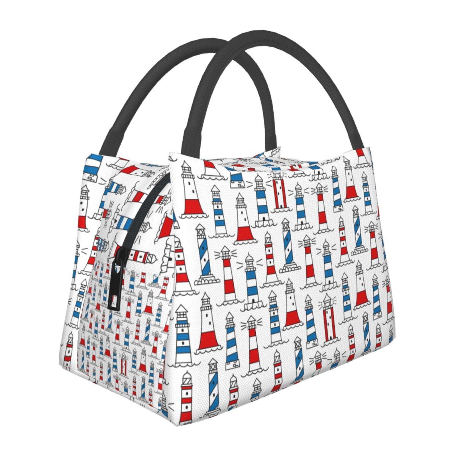 Vsdgher Lighthouse And Beacon Print Insulated Reusable Bags with Sturdy ...