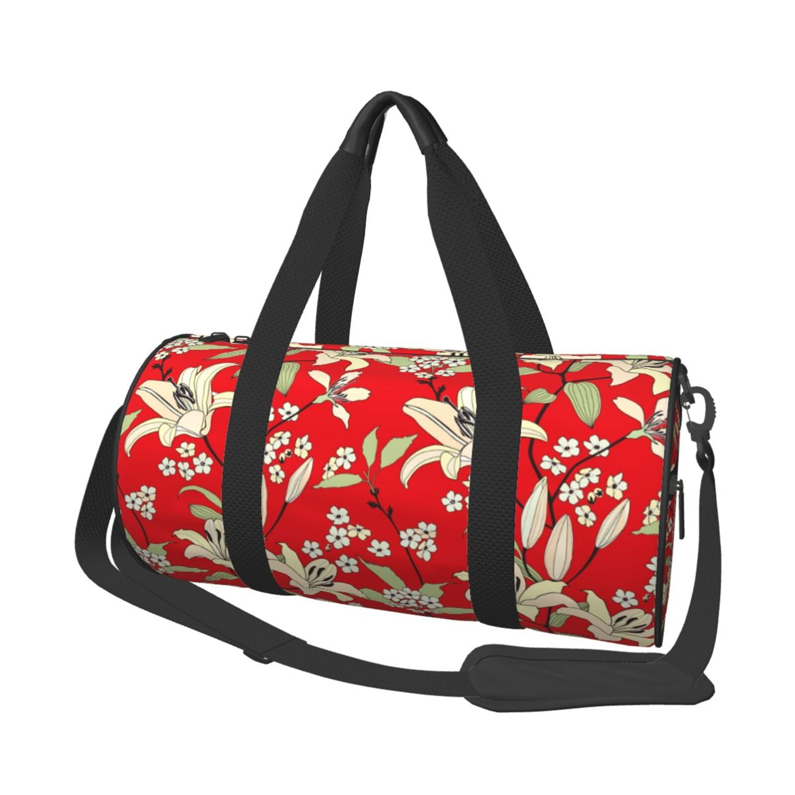 Vsdgher Lilies Flowers 45L Foldable Duffel Bag, Sports Gym Bag,Overnight Bag, Portable Weekender ...