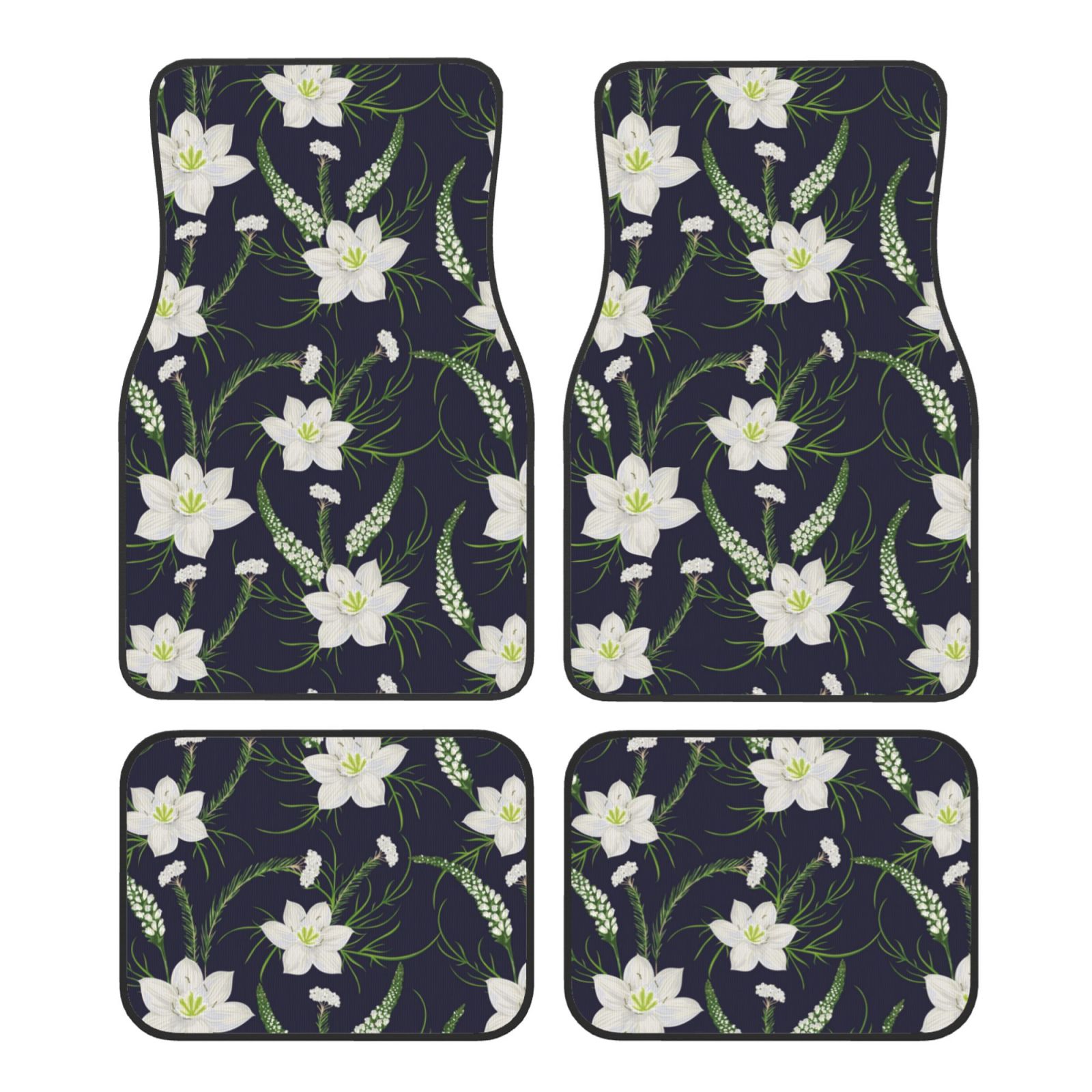 Vsdgher Lilies Flowers Car Foot Mat Set of 4 Pieces Universal Floor ...