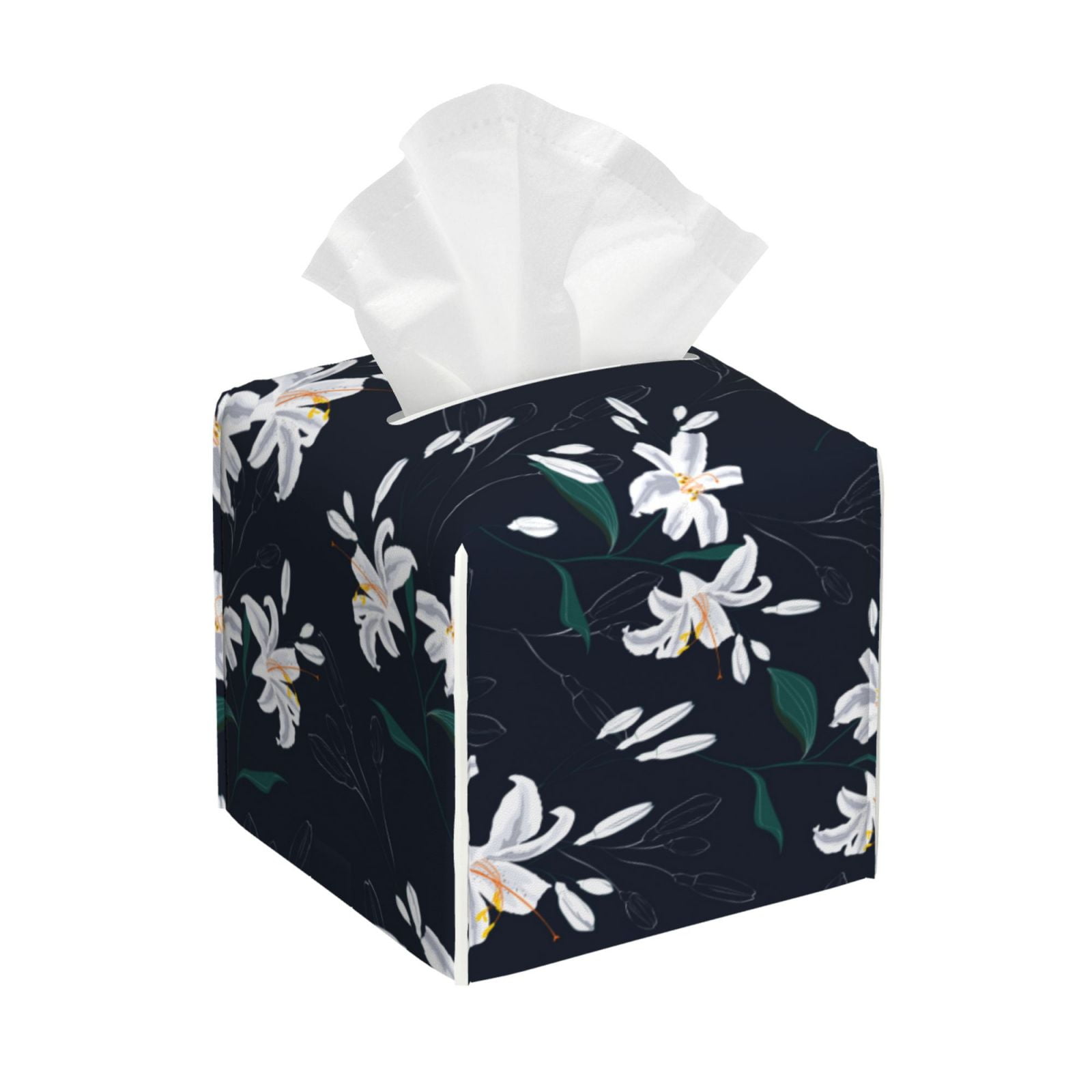 Vsdgher Lilies Flowers Pattern Tissue Box Cover Holder, Square with ...