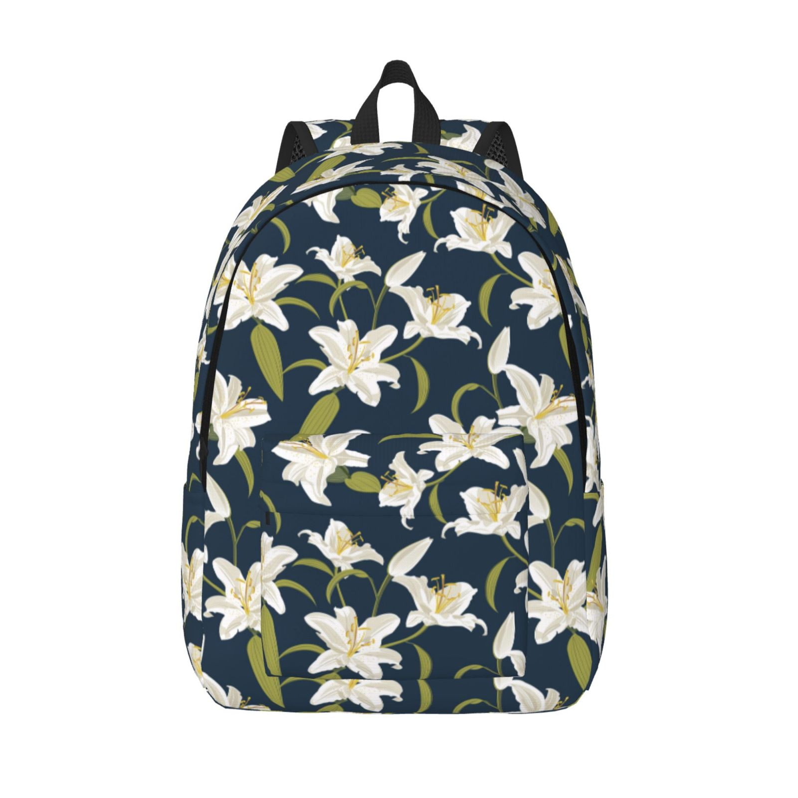 Vsdgher Lilies Flowers Print Canvas Backpack Travel Rucksack Unisex ...