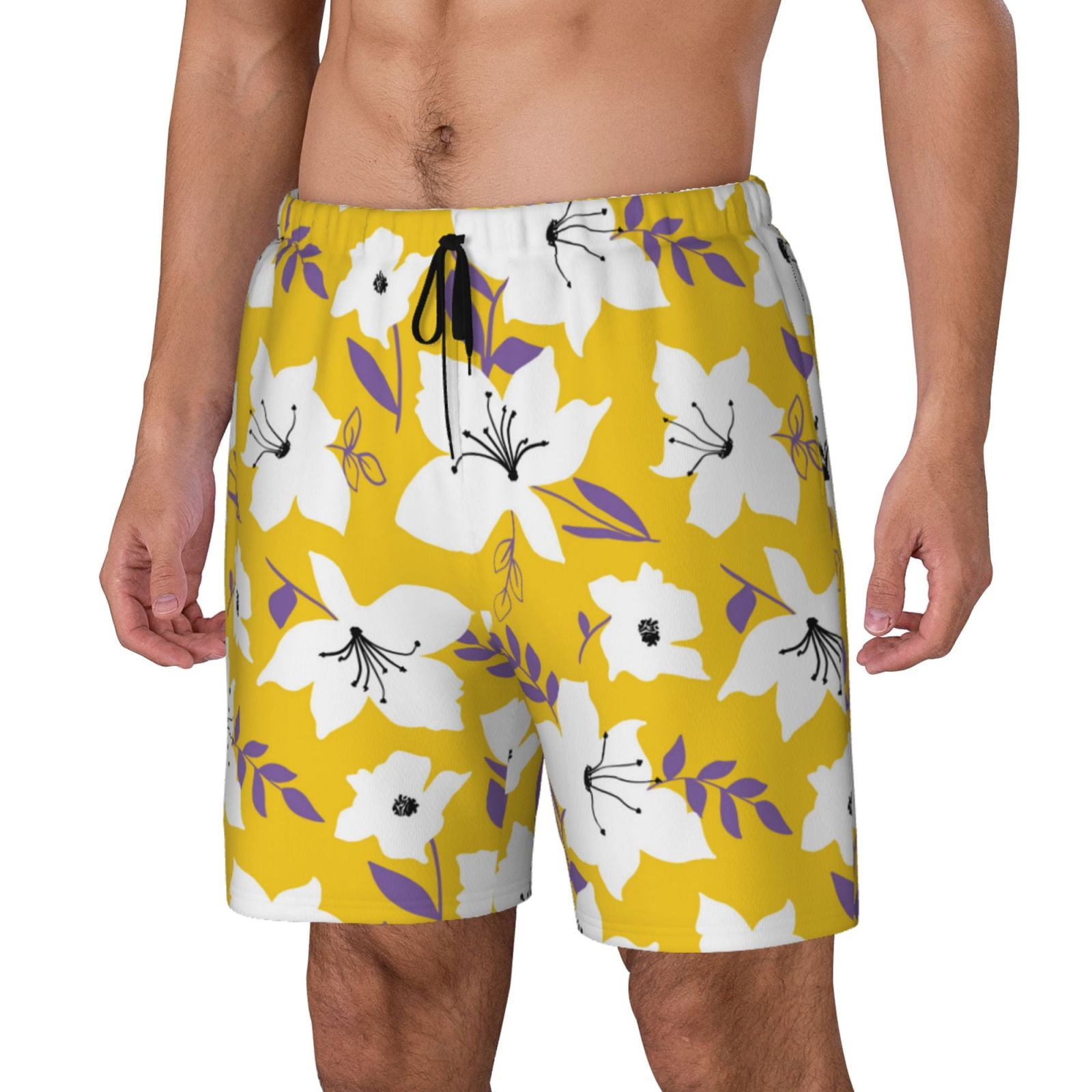 Vsdgher Lilies Flowers for Mens Swim Trunks with Compression Liner Swim ...