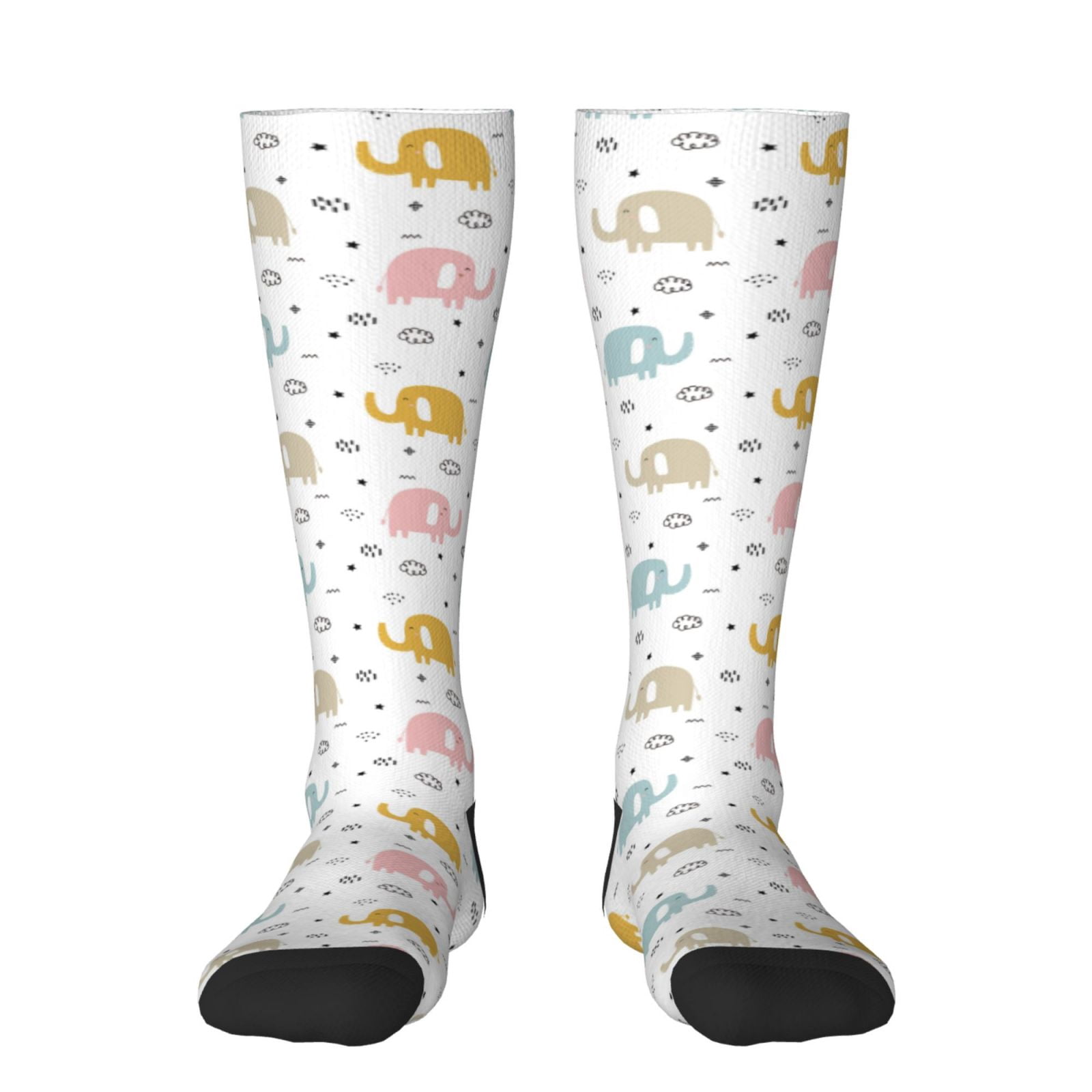 Vsdgher Little Elephant Print Thigh High Socks Extra Long Stretchy Sock ...