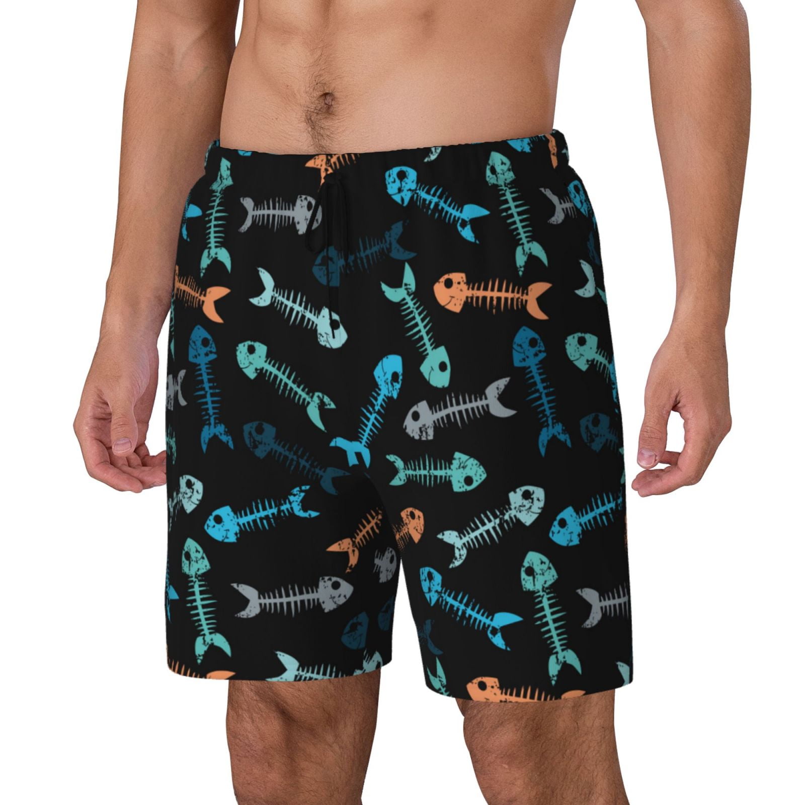 Vsdgher Little Fish Skeleton for Mens Swim Trunks with Compression ...