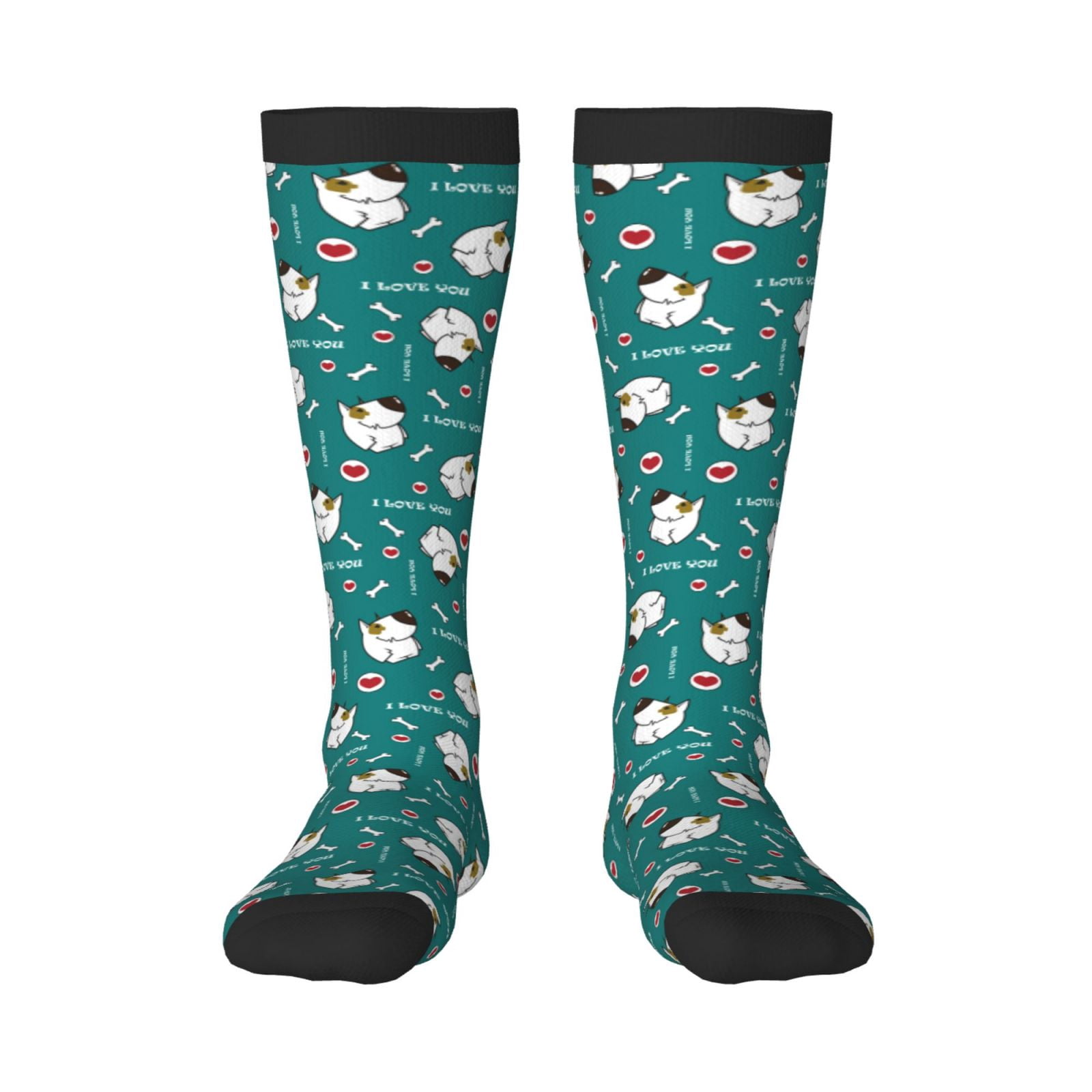 Vsdgher Love Dog Print Thigh High Socks Extra Long Stretchy Sock Women ...
