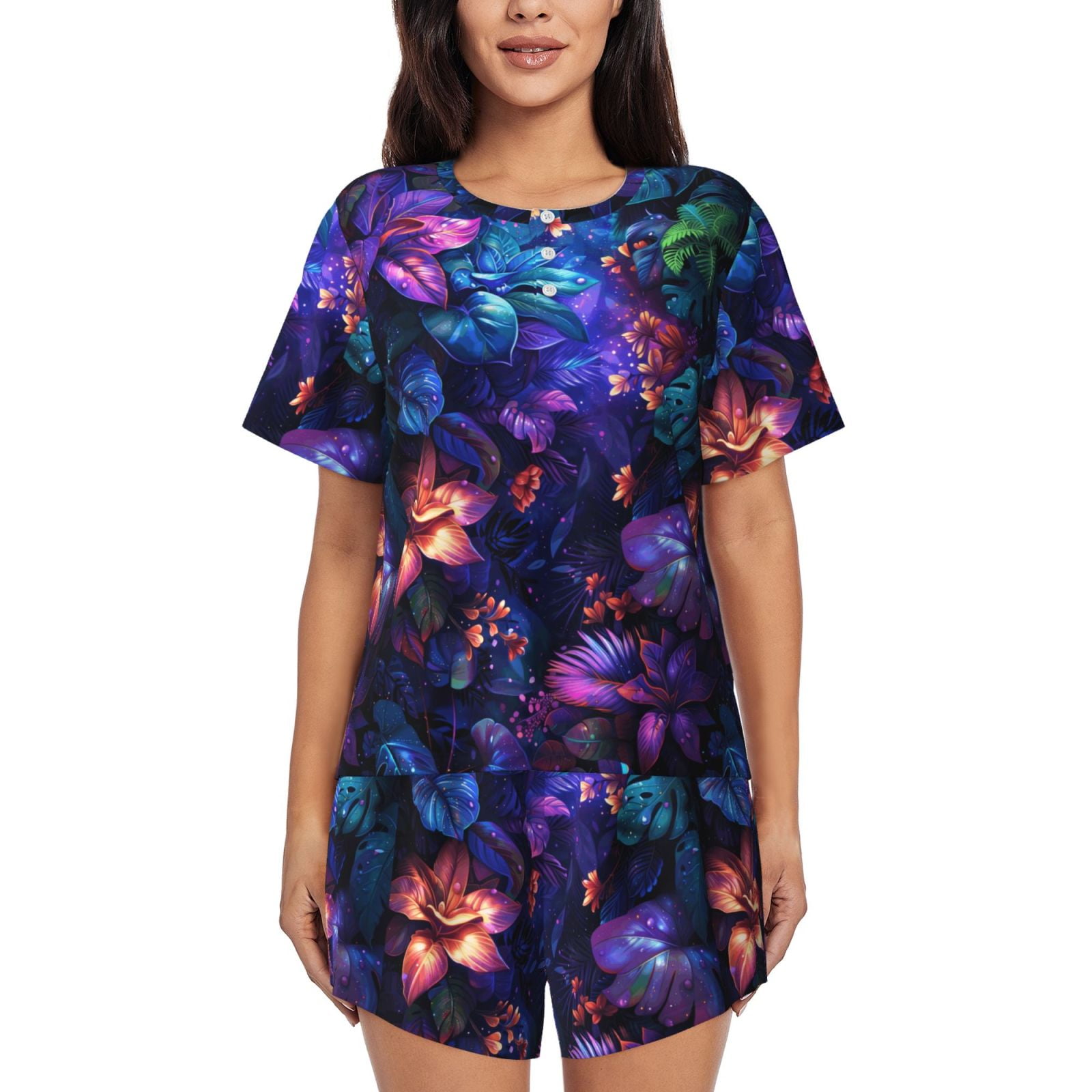 Vsdgher Magic Colorful Forest Leaves Pattern Womens Pajamas 2 Piece ...