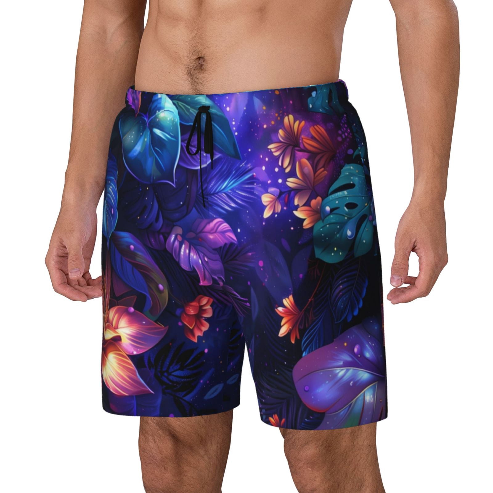 Vsdgher Magic Colorful Forest Leaves for Mens Swim Trunks with ...