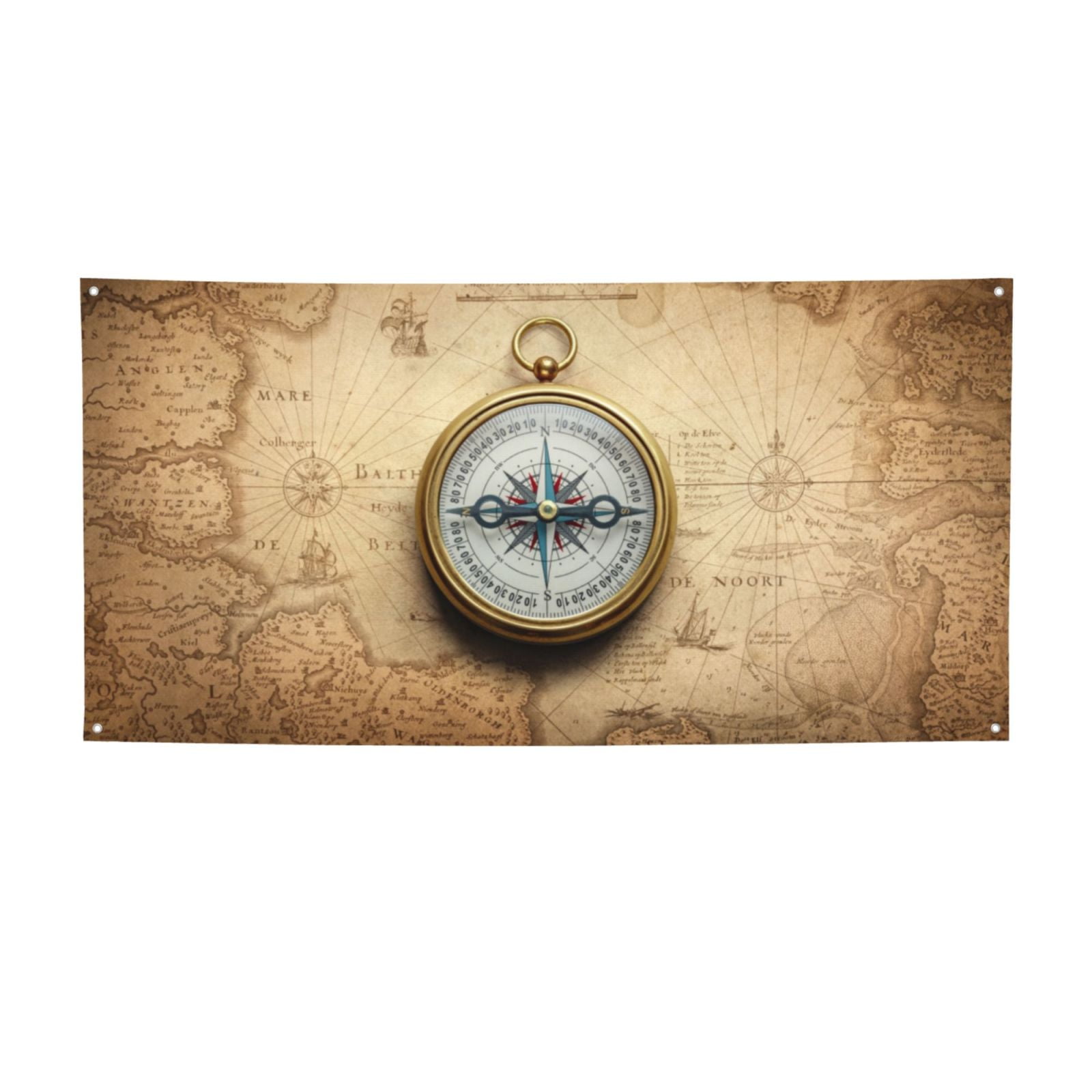 Vsdgher Magnetic Old Compass On World Map Custom Banner Large Happy ...