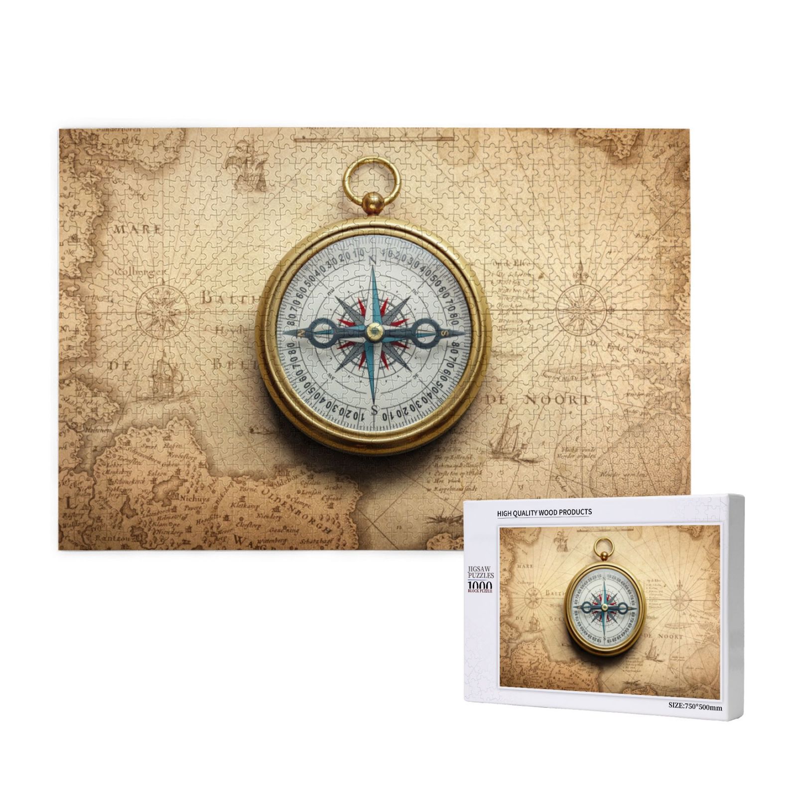 Vsdgher Magnetic Old Compass On World Map Customized Picture Puzzles ...