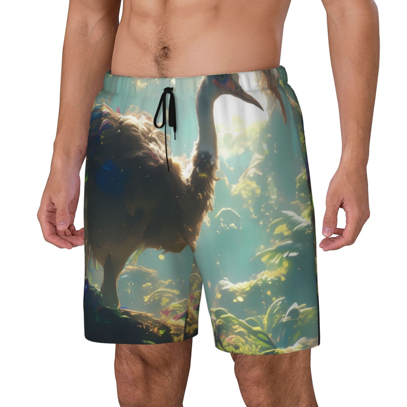 Vsdgher Majestic Ostrich In Forest for Mens Swim Trunks with ...