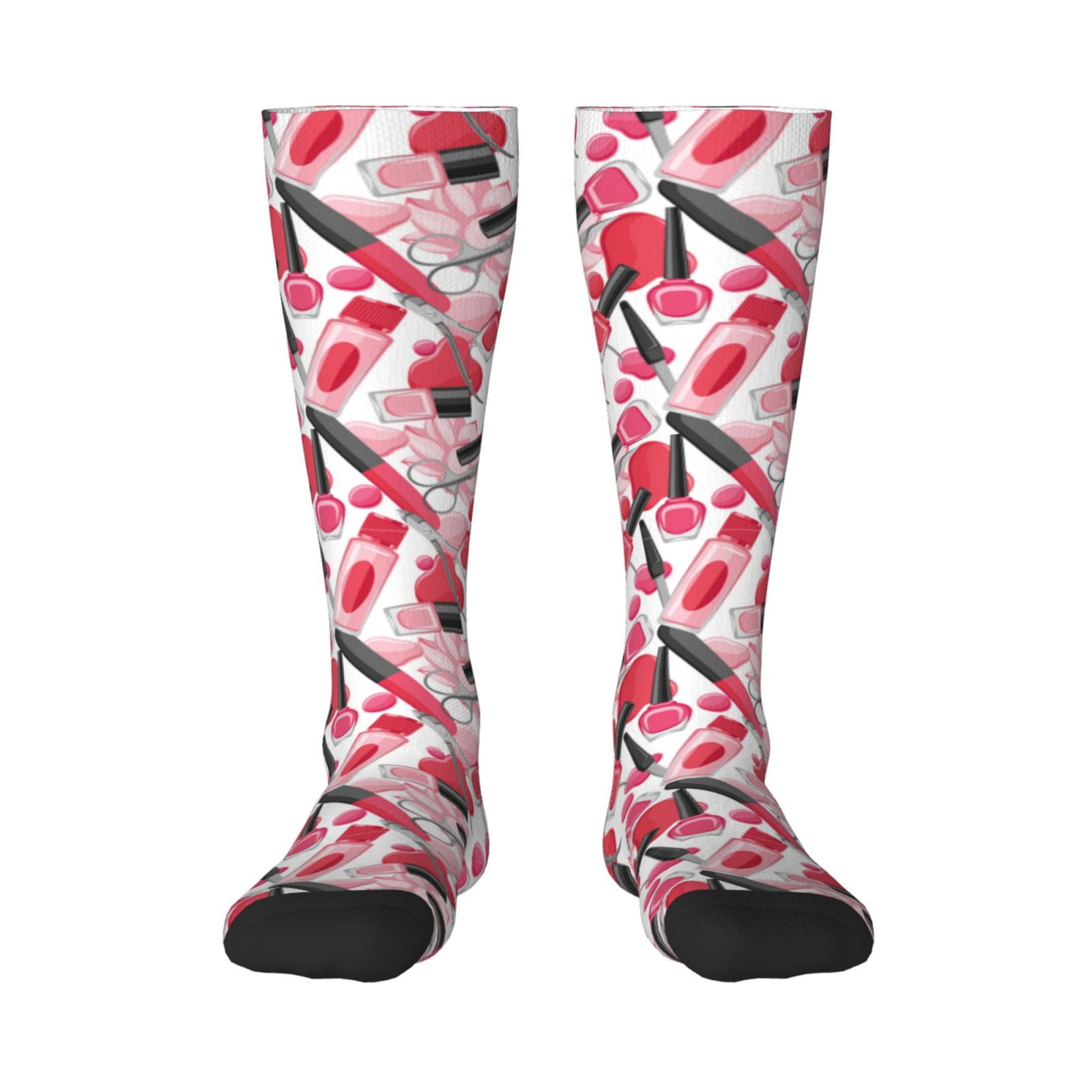 Vsdgher Makeup Print Thigh High Socks Extra Long Stretchy Sock Women ...