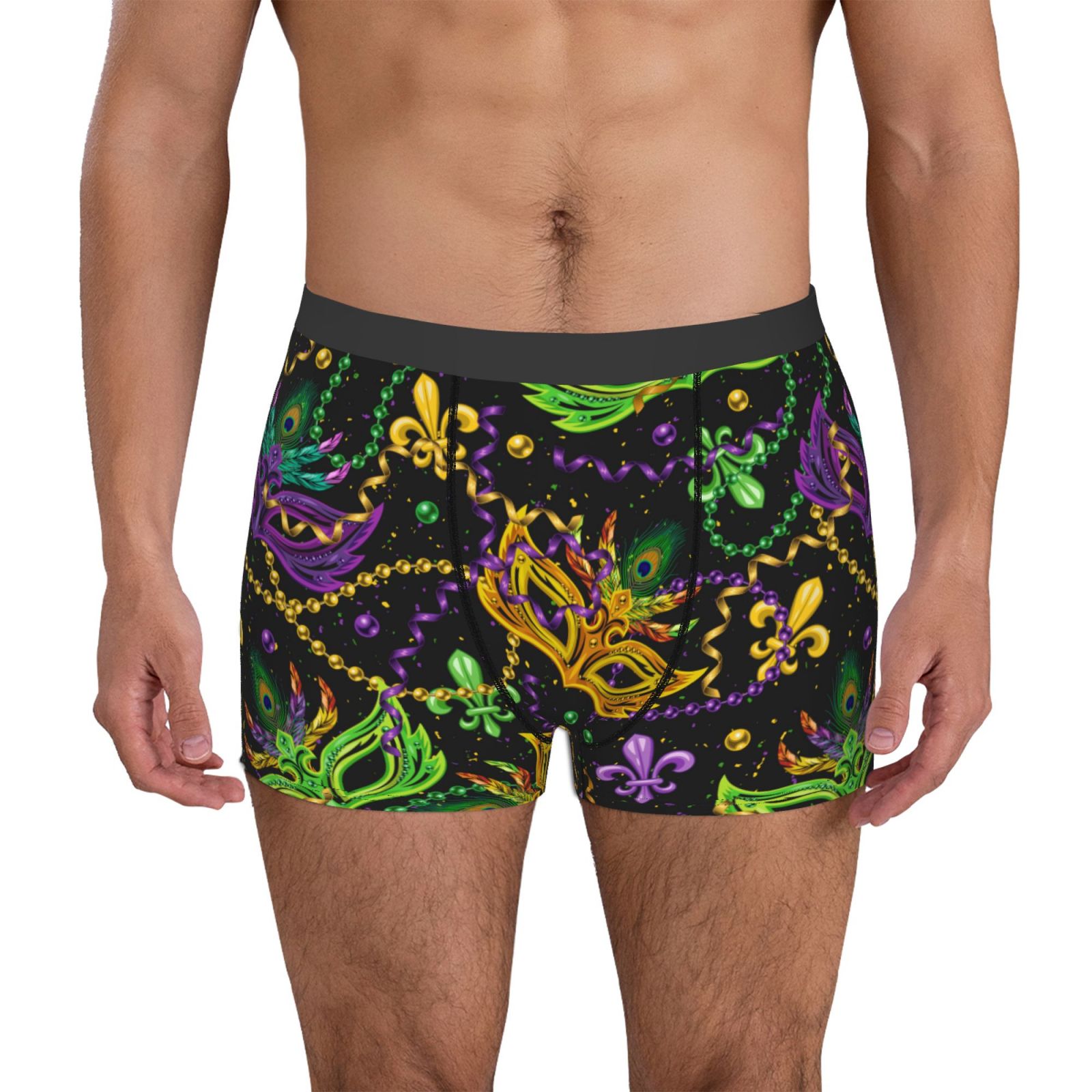 Vsdgher Mardi Gras Surface Pattern Men's Boxer Brief Underwear,Soft ...
