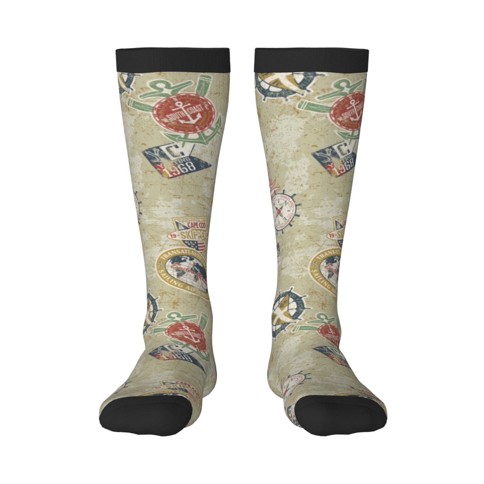 Vsdgher Marine Sailing Badges Print Thigh High Socks Extra Long ...
