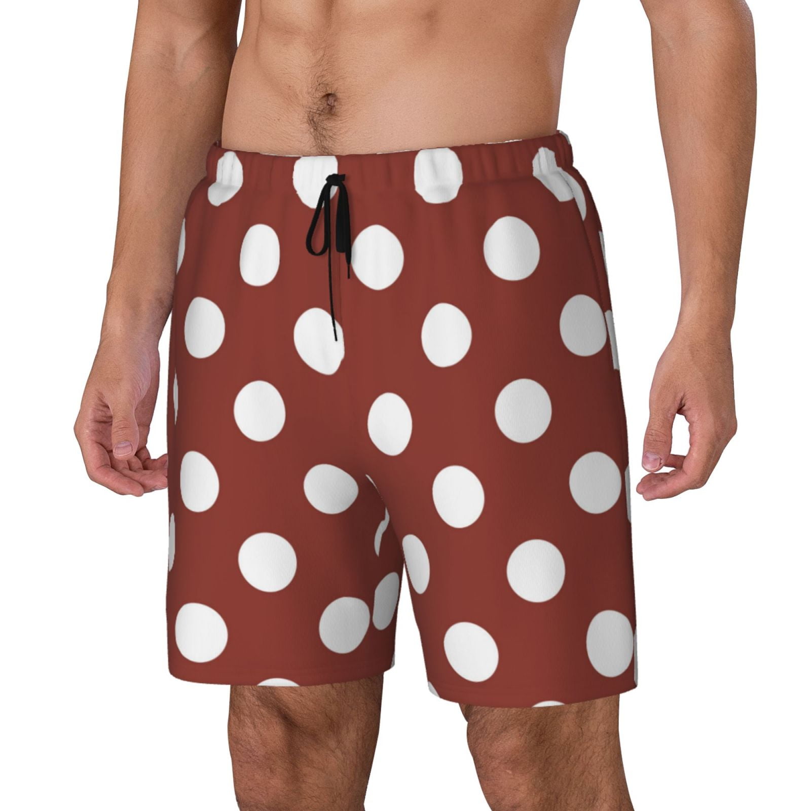 Vsdgher Maroon And White Polka Dot for Mens Swim Trunks with ...