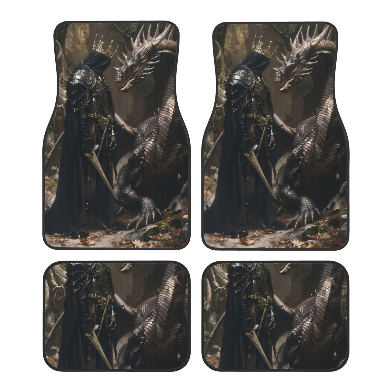 Vsdgher Medieval Knight And Dragon Car Foot Mat Set of 4 Pieces ...