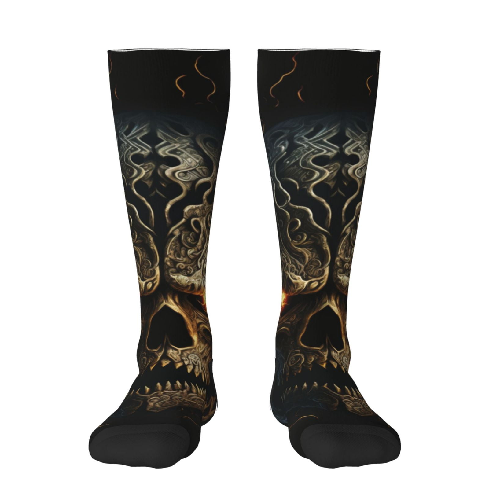 Vsdgher Metal Evil Skull Print Thigh High Socks Extra Long Stretchy ...