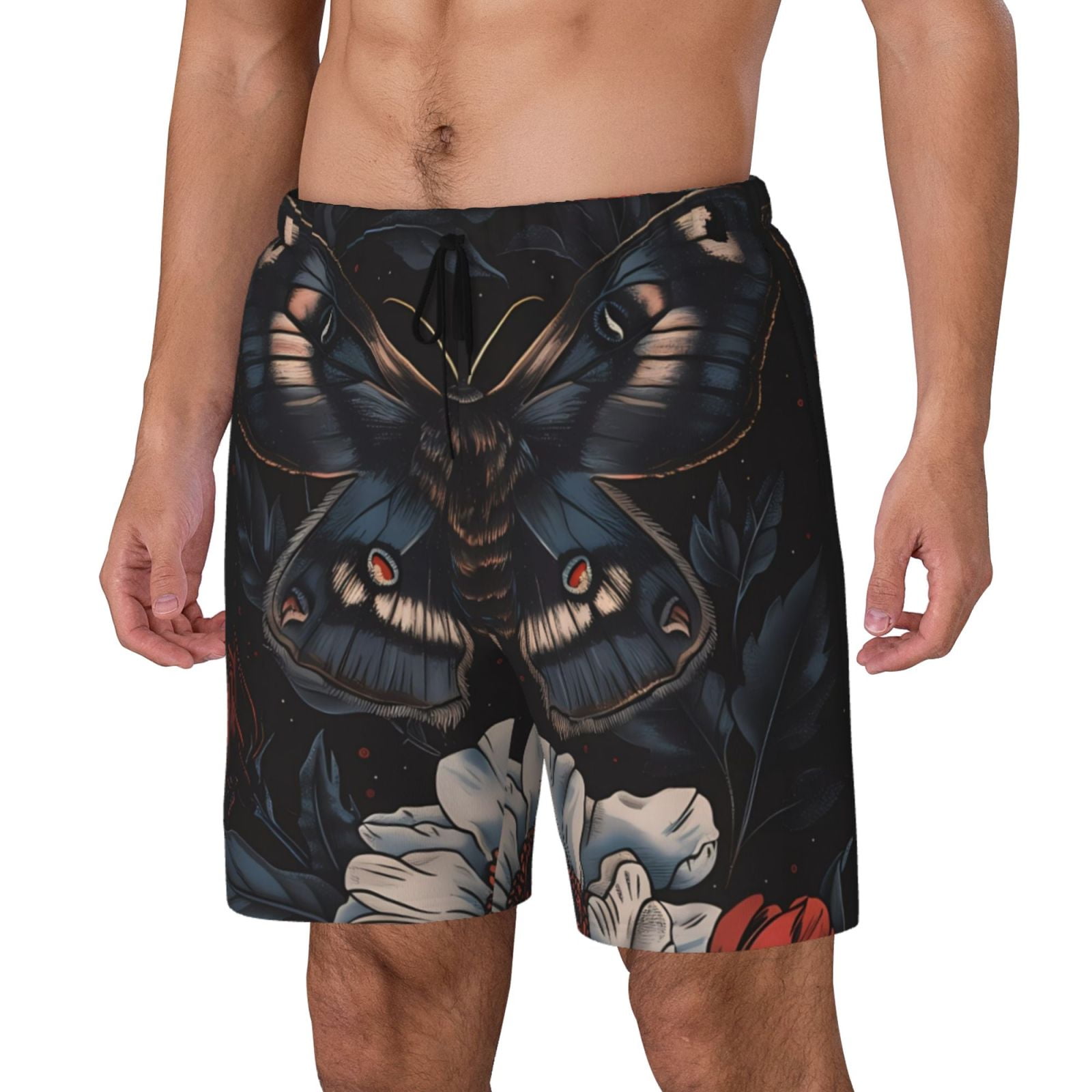 Vsdgher Midnight Butterfly Floral Dream for Mens Swim Trunks with ...