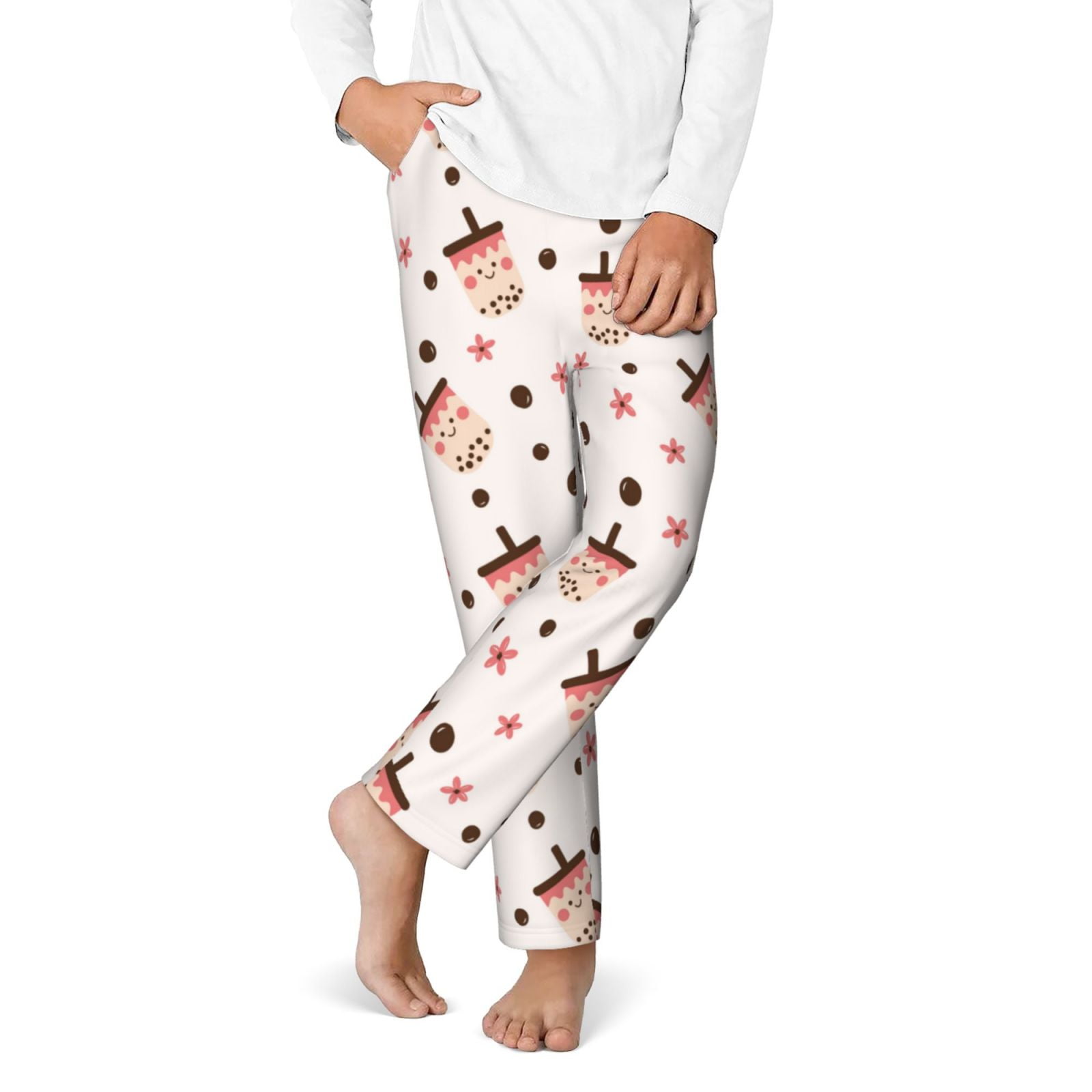Vsdgher Milk Tea4 Print Kids Pajama Pants,Long Sleep Plaid Pants Soft ...