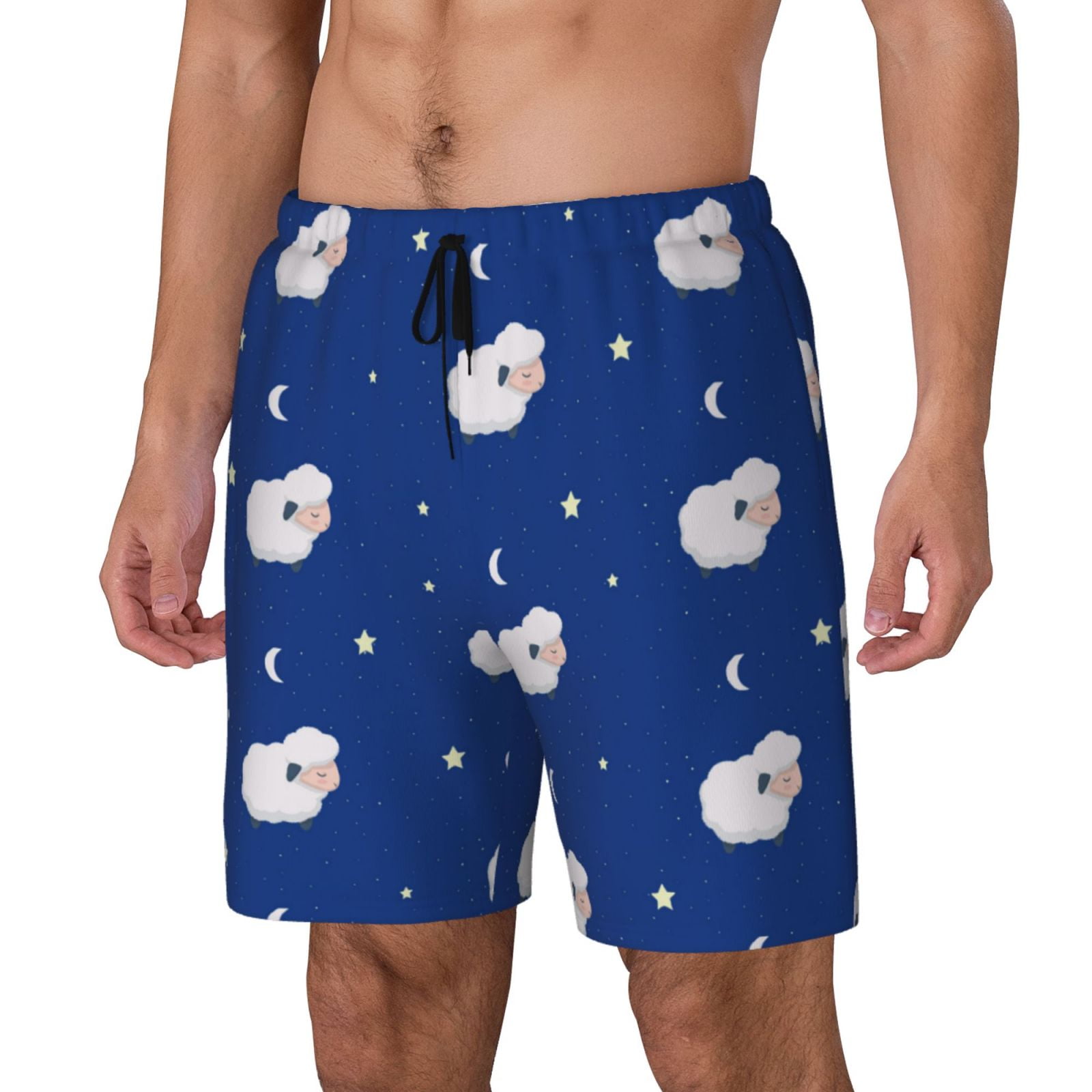 Vsdgher Moon Lamb for Mens Swim Trunks with Compression Liner Swim ...