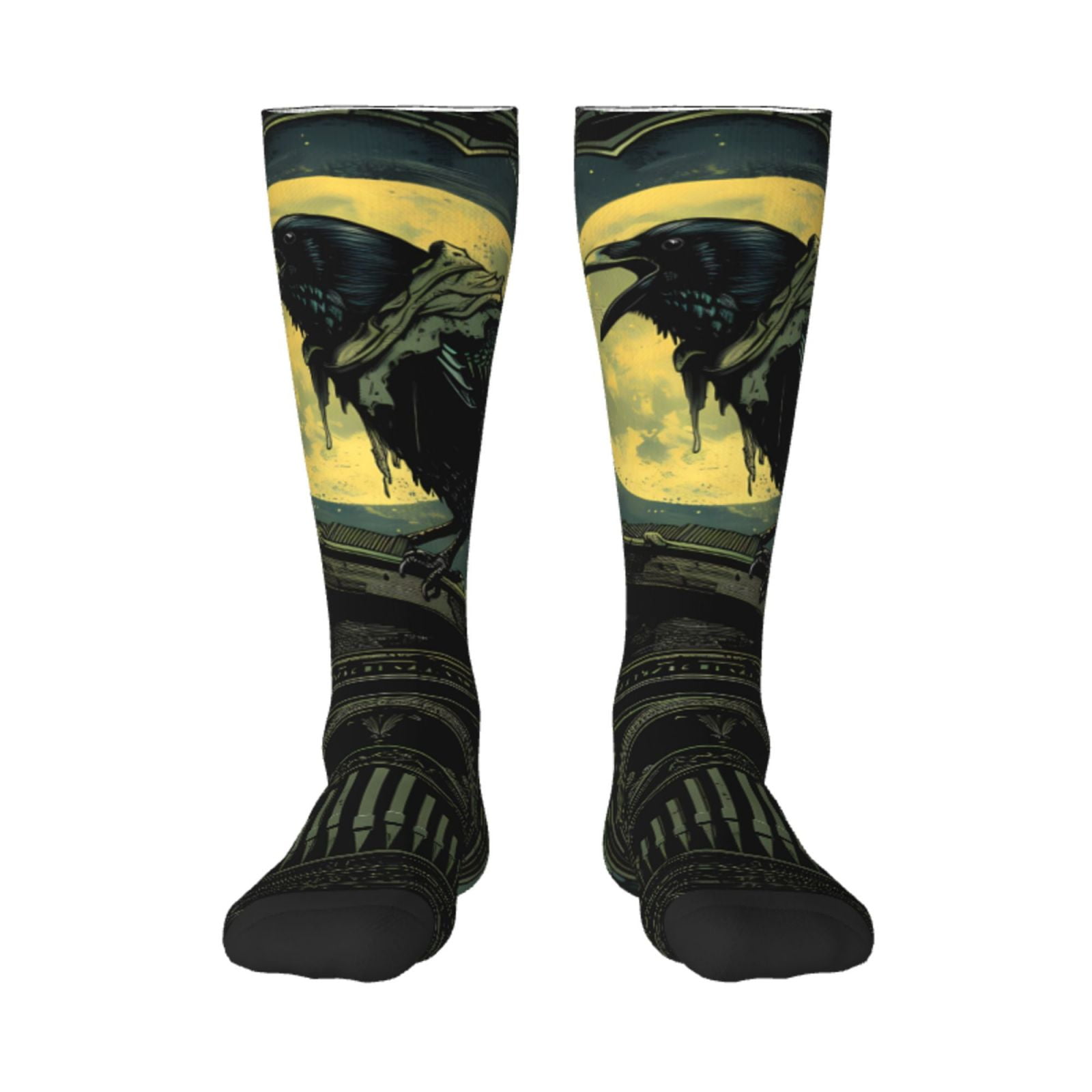 Vsdgher MoonNight Sky Crow Print Thigh High Socks Extra Long Stretchy ...