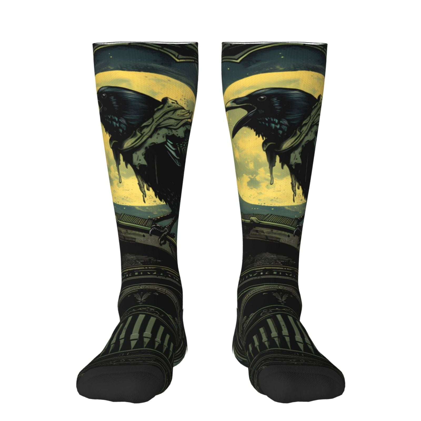 Vsdgher MoonNight Sky Crow Print Thigh High Socks Extra Long Stretchy ...