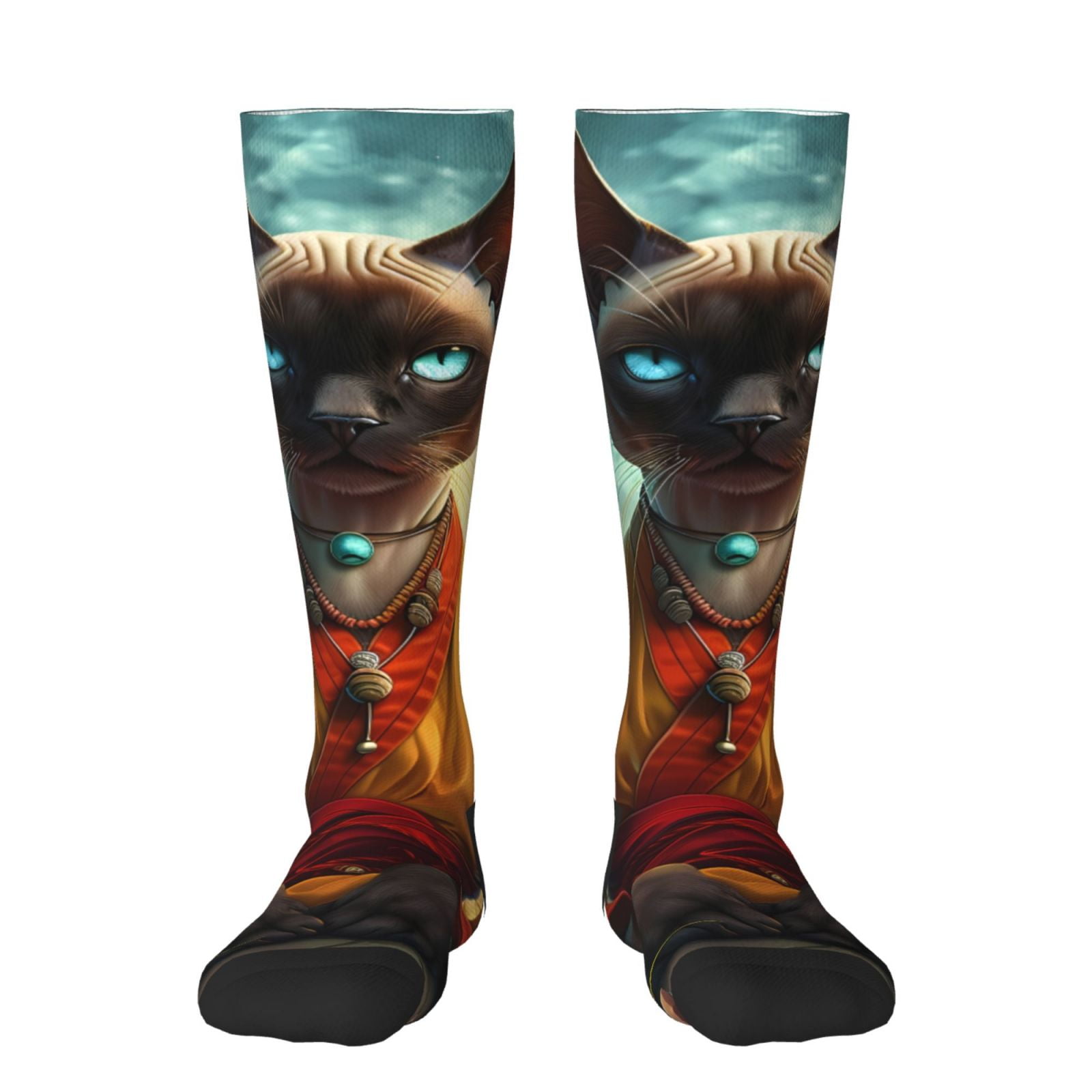 Vsdgher Moonlit Hairless Cat Monk Print Thigh High Socks Extra Long ...