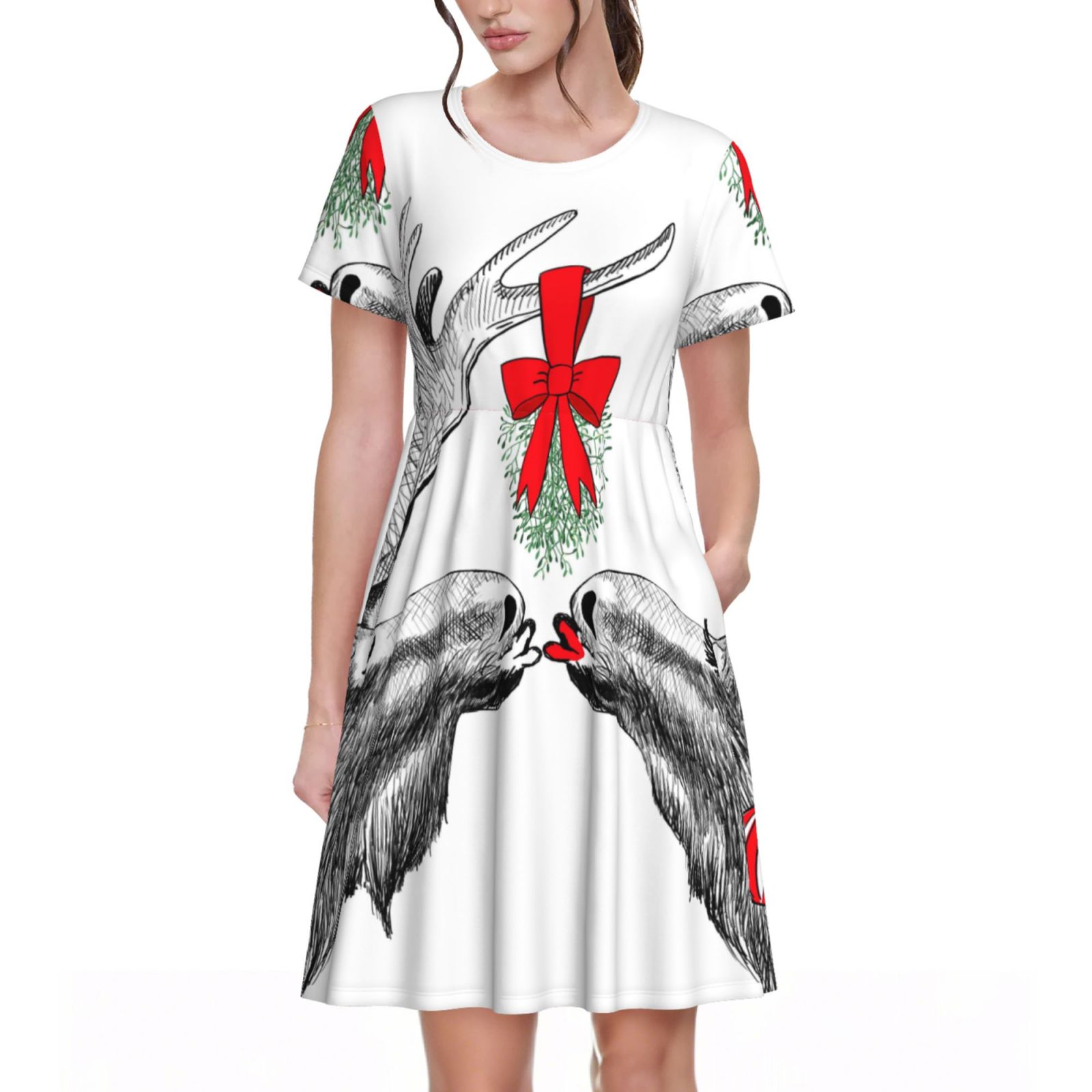 Vsdgher Moose Kissing Under Mistletoe for Womens Summer 2025 Casual ...