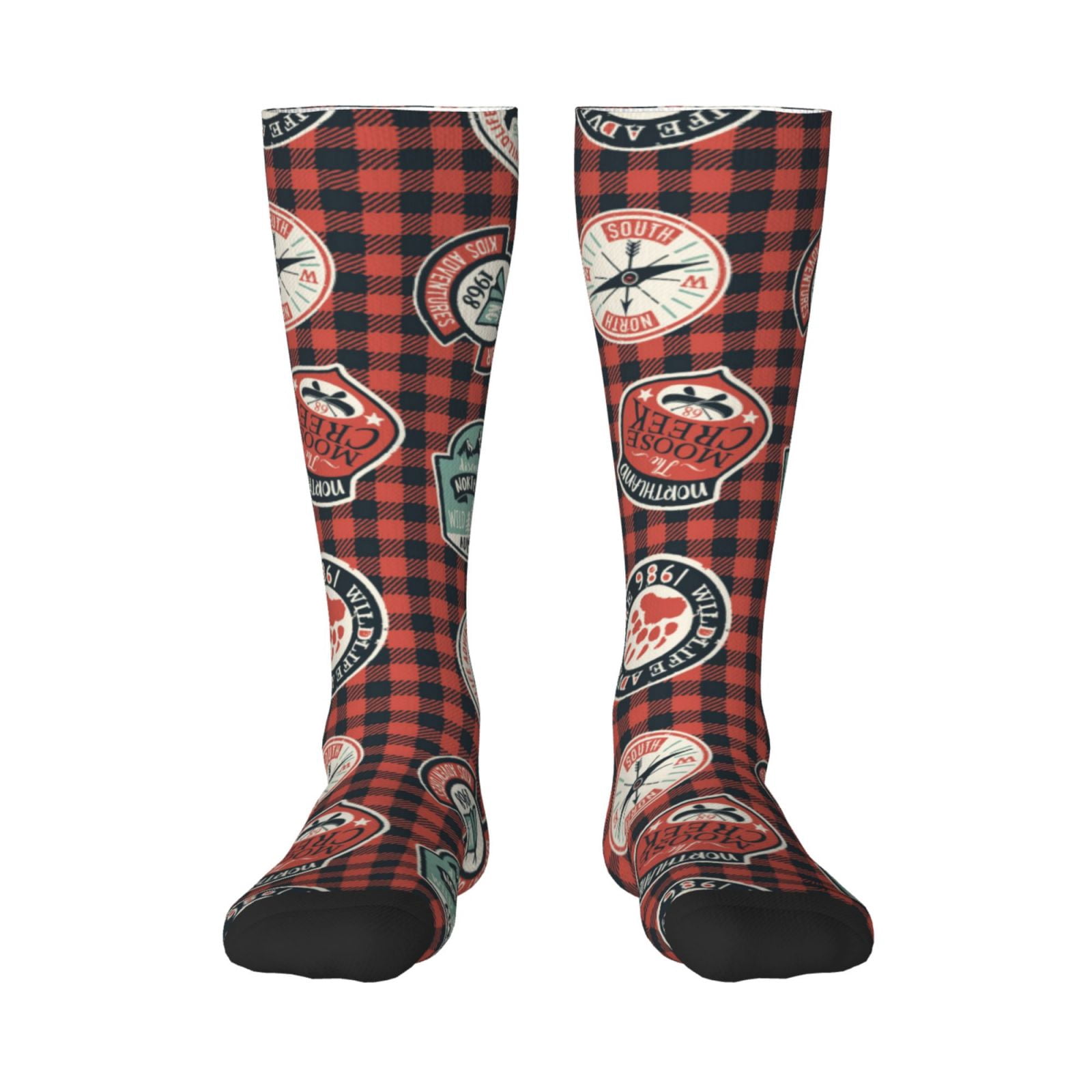 Vsdgher Mountain Adventure Badges Print Thigh High Socks Extra Long ...