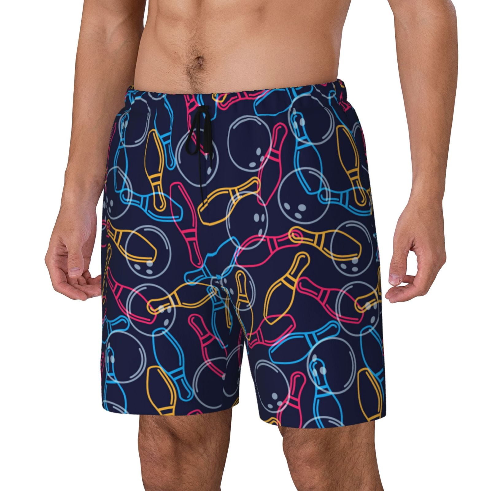 Vsdgher Multicolor Bowling for Mens Swim Trunks with Compression Liner ...