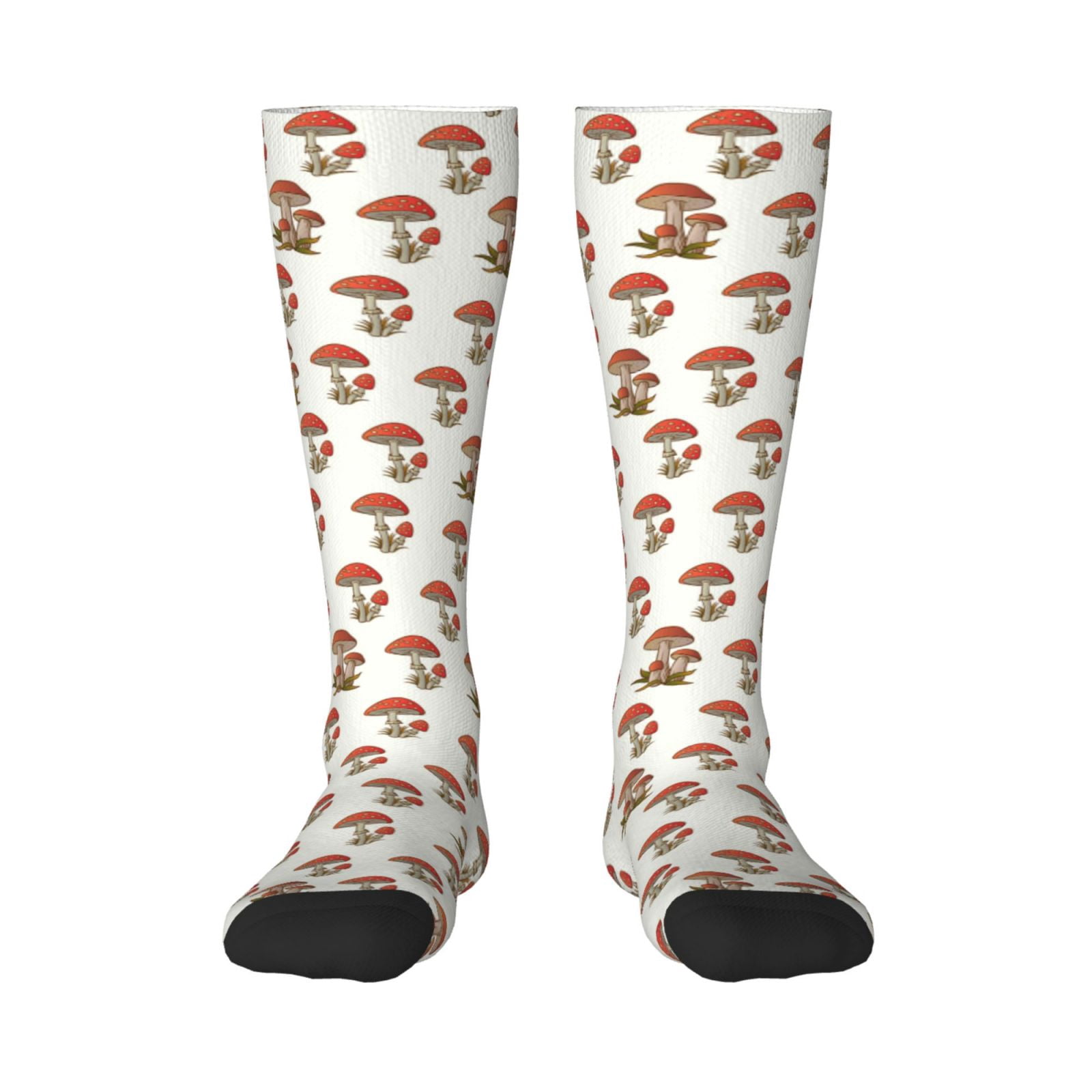Vsdgher Mushroom Print Thigh High Socks Extra Long Stretchy Sock Women ...