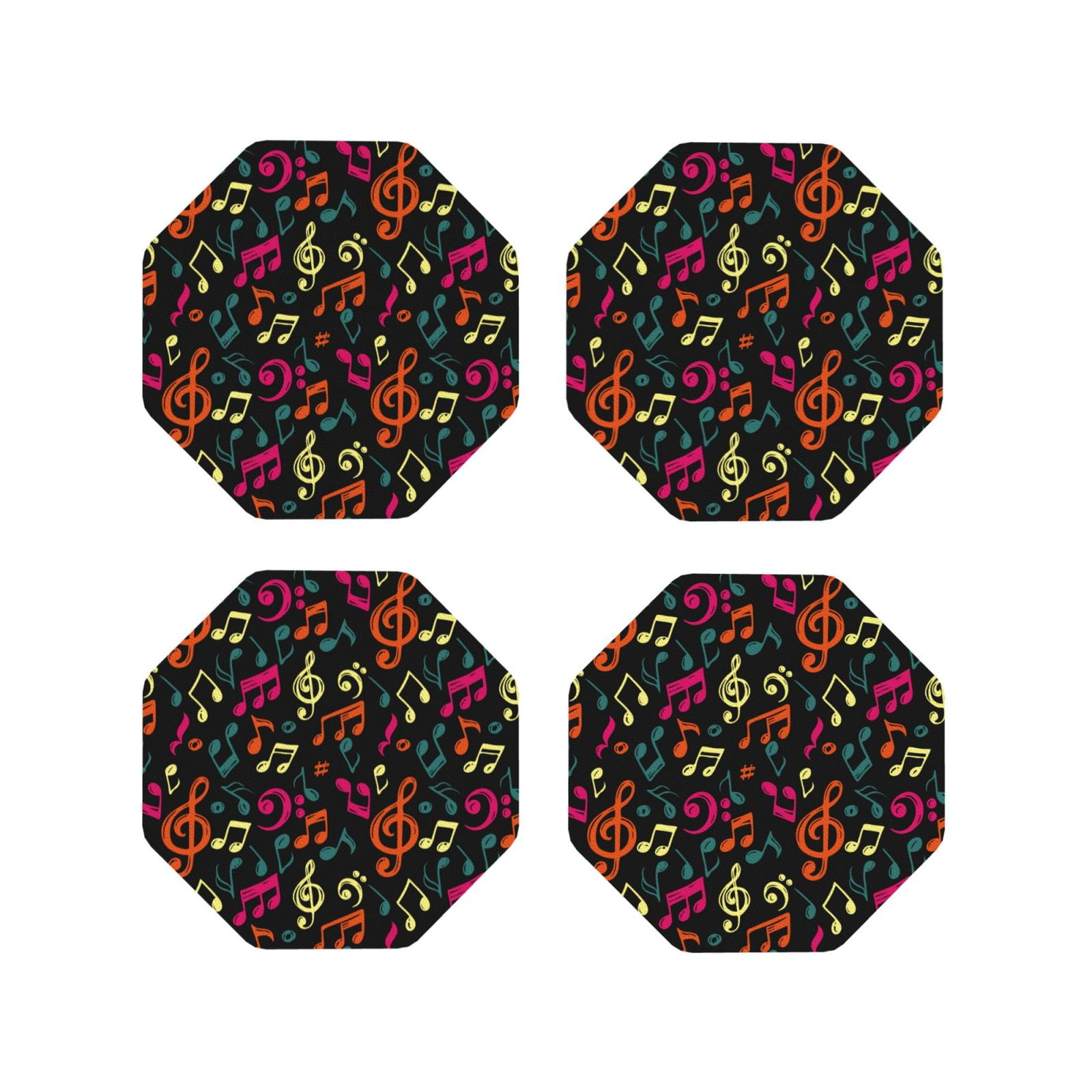 Vsdgher Music Notes Leather Coasters for Drinks, Durable Drink Coasters ...