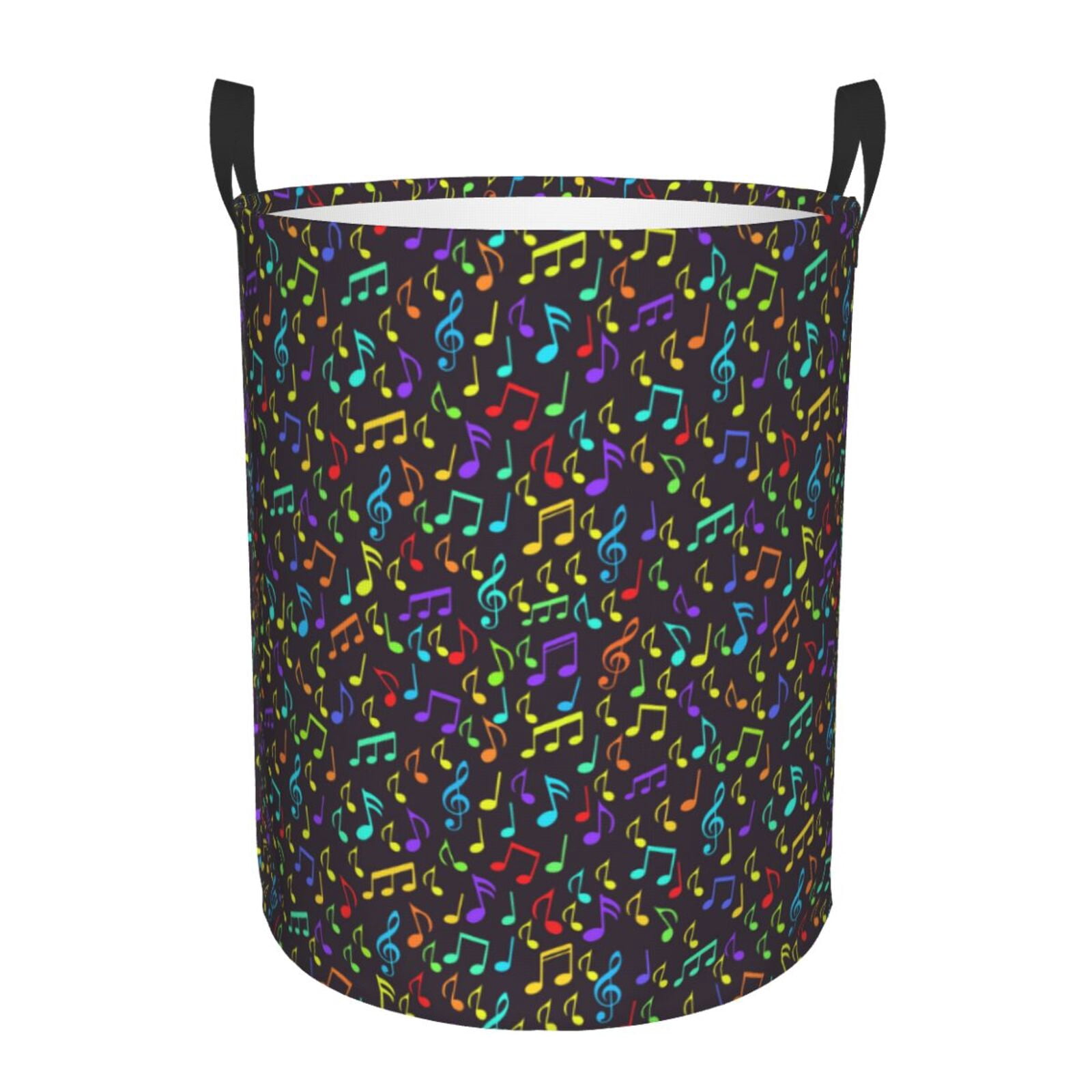 Vsdgher Musical Notes Waterproof Round Collapsible Large Laundry Basket ...