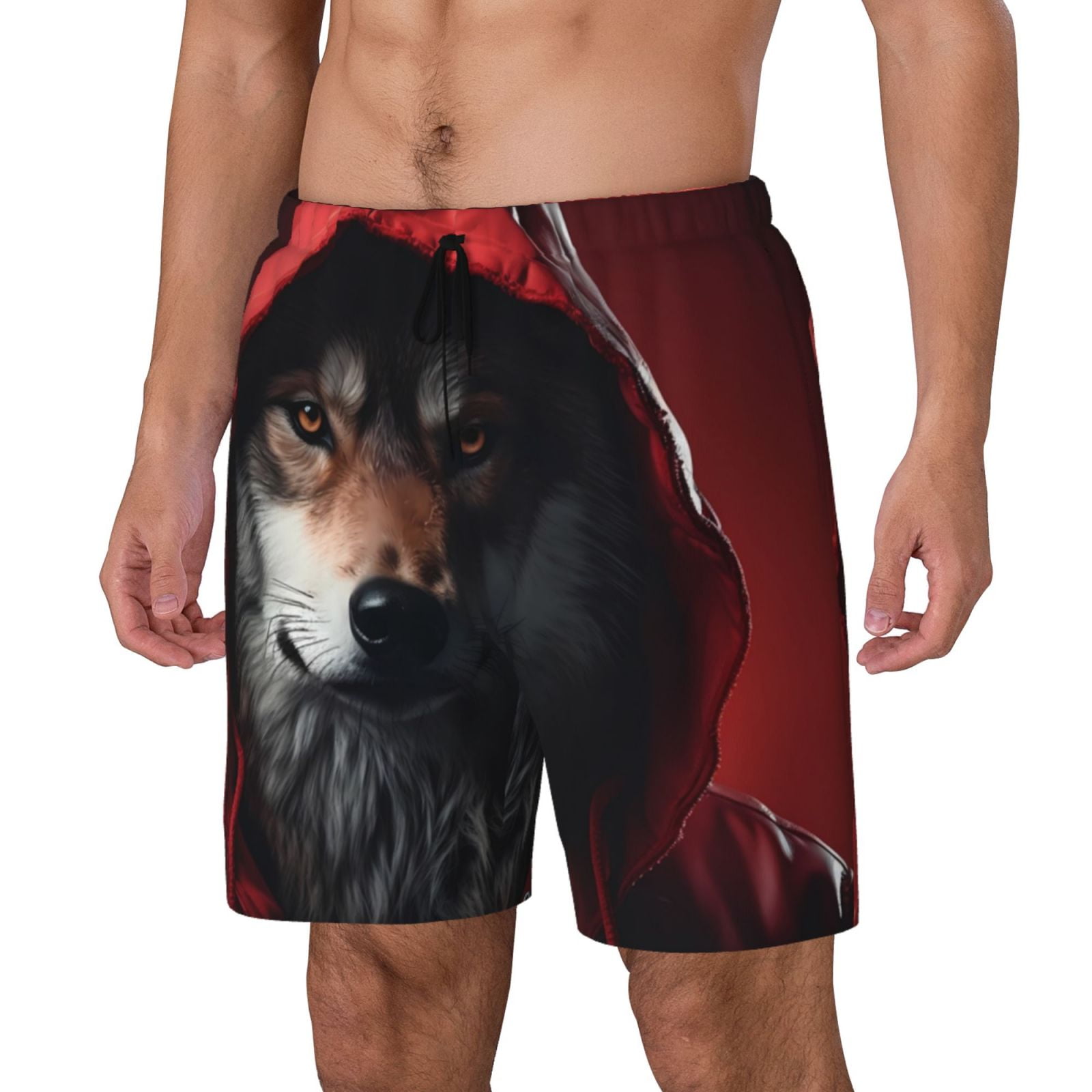 Vsdgher Mysterious Hooded Wolf for Mens Swim Trunks with Compression ...