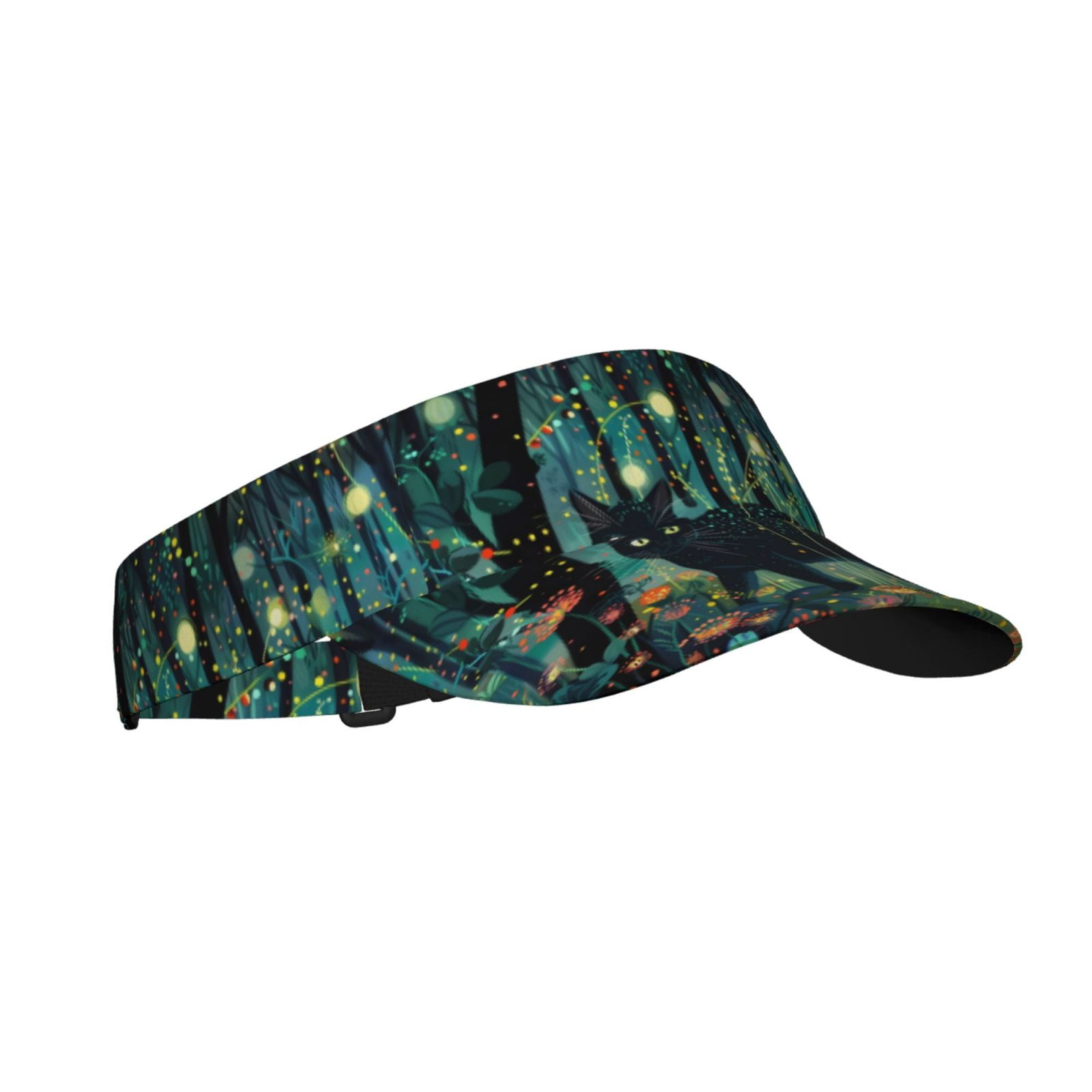 Vsdgher Mystical Black Cat Fireflies Print Adult Sunscreen Visor Cap,1 Piece of Sport Sun Visor ...
