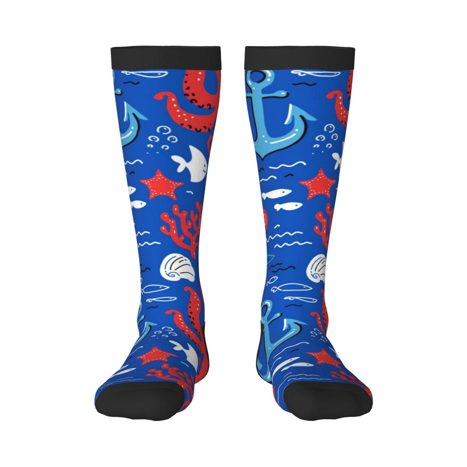 Vsdgher Nautical Animals Print Thigh High Socks Extra Long Stretchy ...