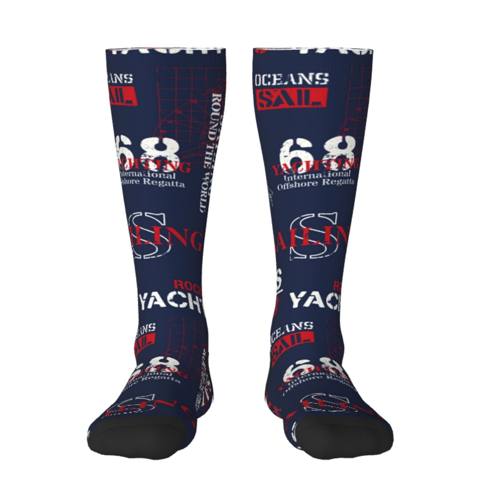 Vsdgher Nautical Style Sailboat Print Thigh High Socks Extra Long ...